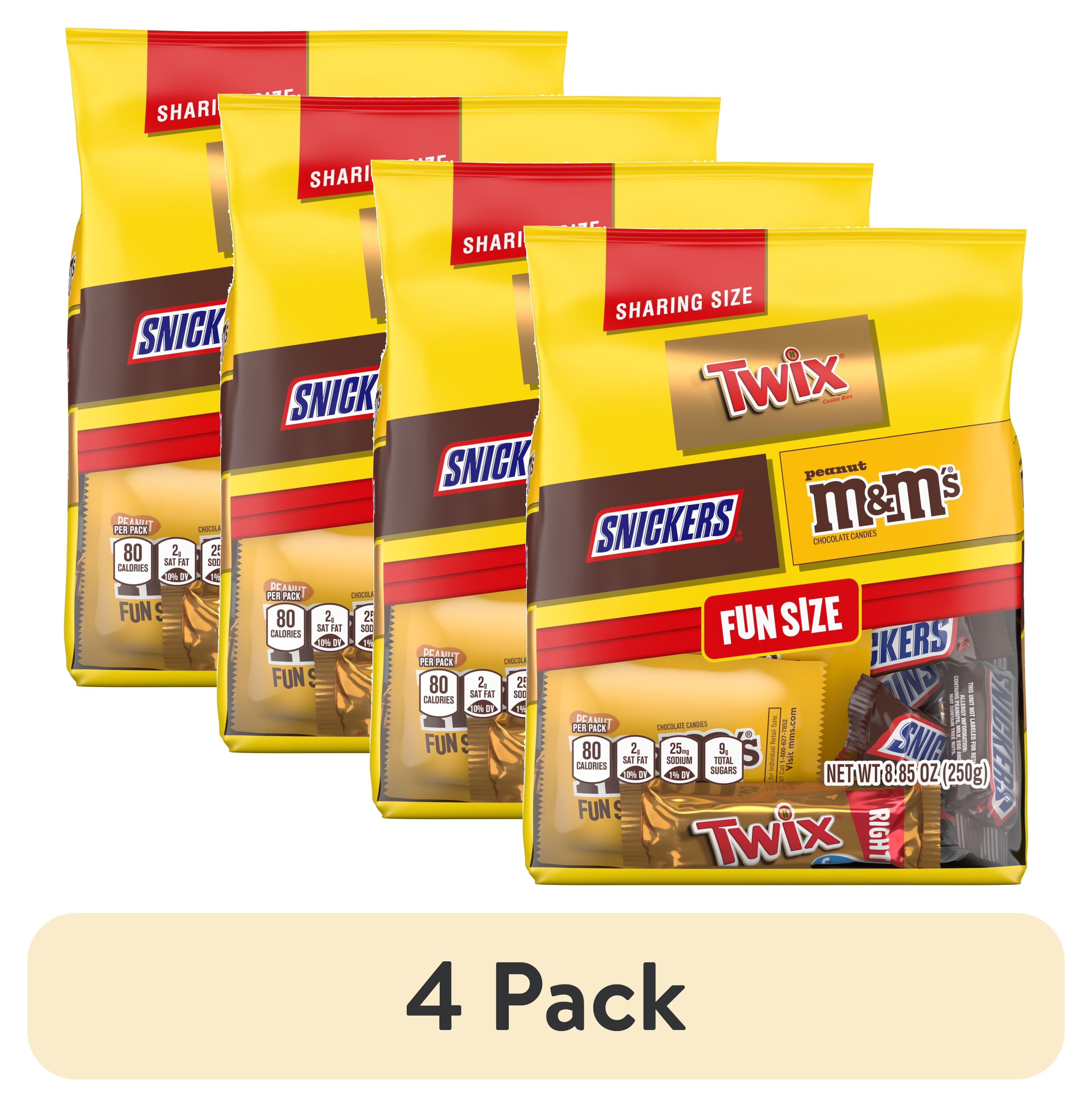 (4 pack) Snickers, M&M's & Twix Fun Size Chocolate Candy Variety Pack ...