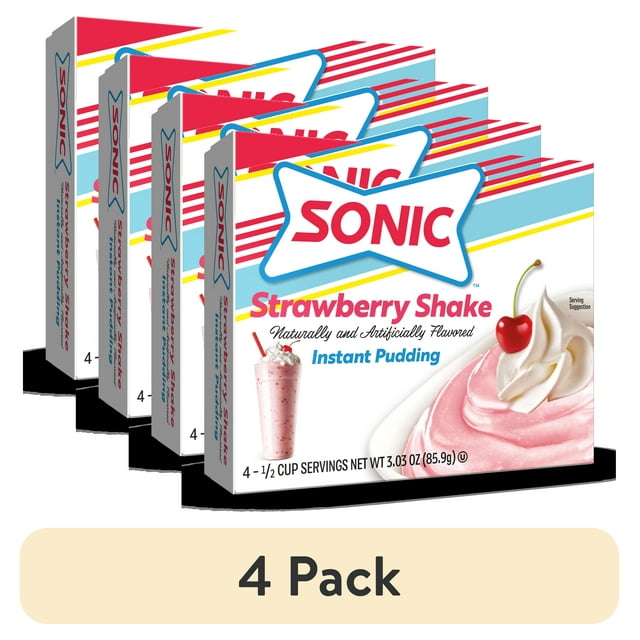 (4 pack) Sonic Strawberry Shake Instant Pudding Mix, 4 Servings, 3.03 ...