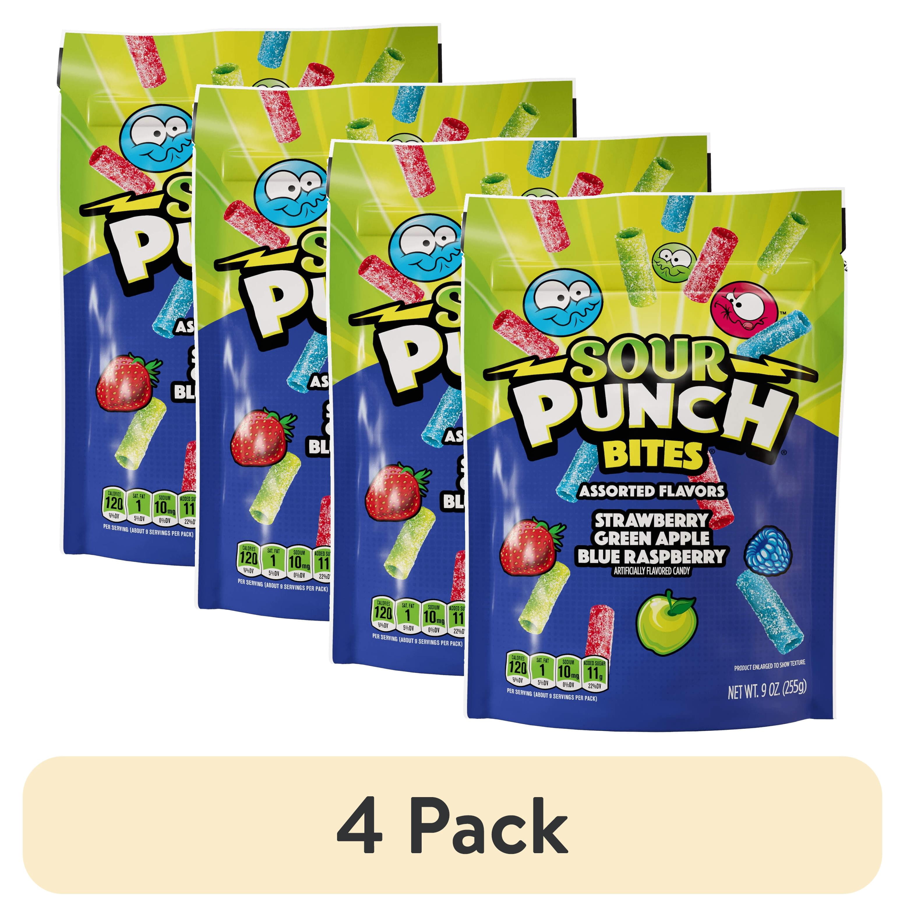 (4 pack) Sour Punch Bites Assorted Flavors Candy, 9oz Resealable Bag ...