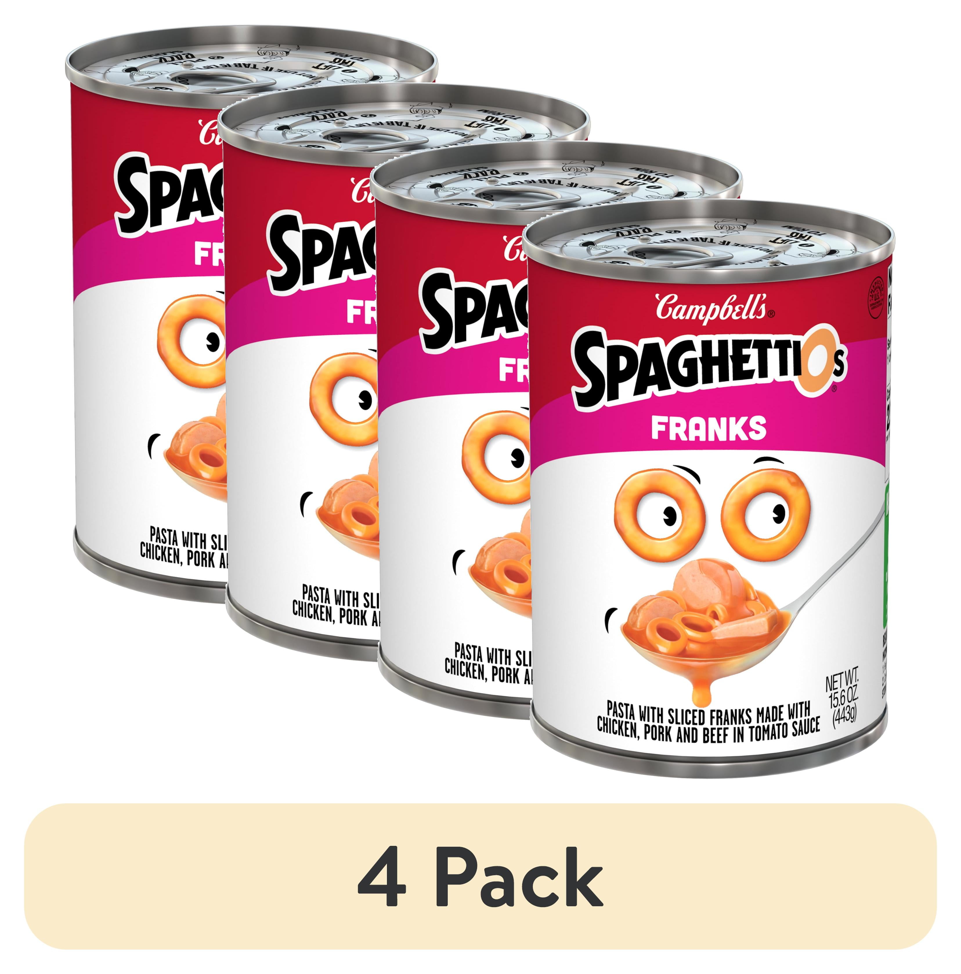 (4 pack) SpaghettiOs Canned Pasta with Franks, 15.6 oz Can - Walmart.com