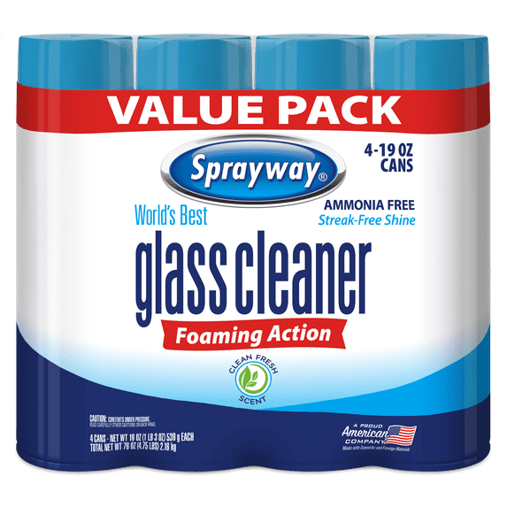 (4 pack) Sprayway Glass Cleaner Foaming Aerosol Spray, 19 oz, 2-Pack ...