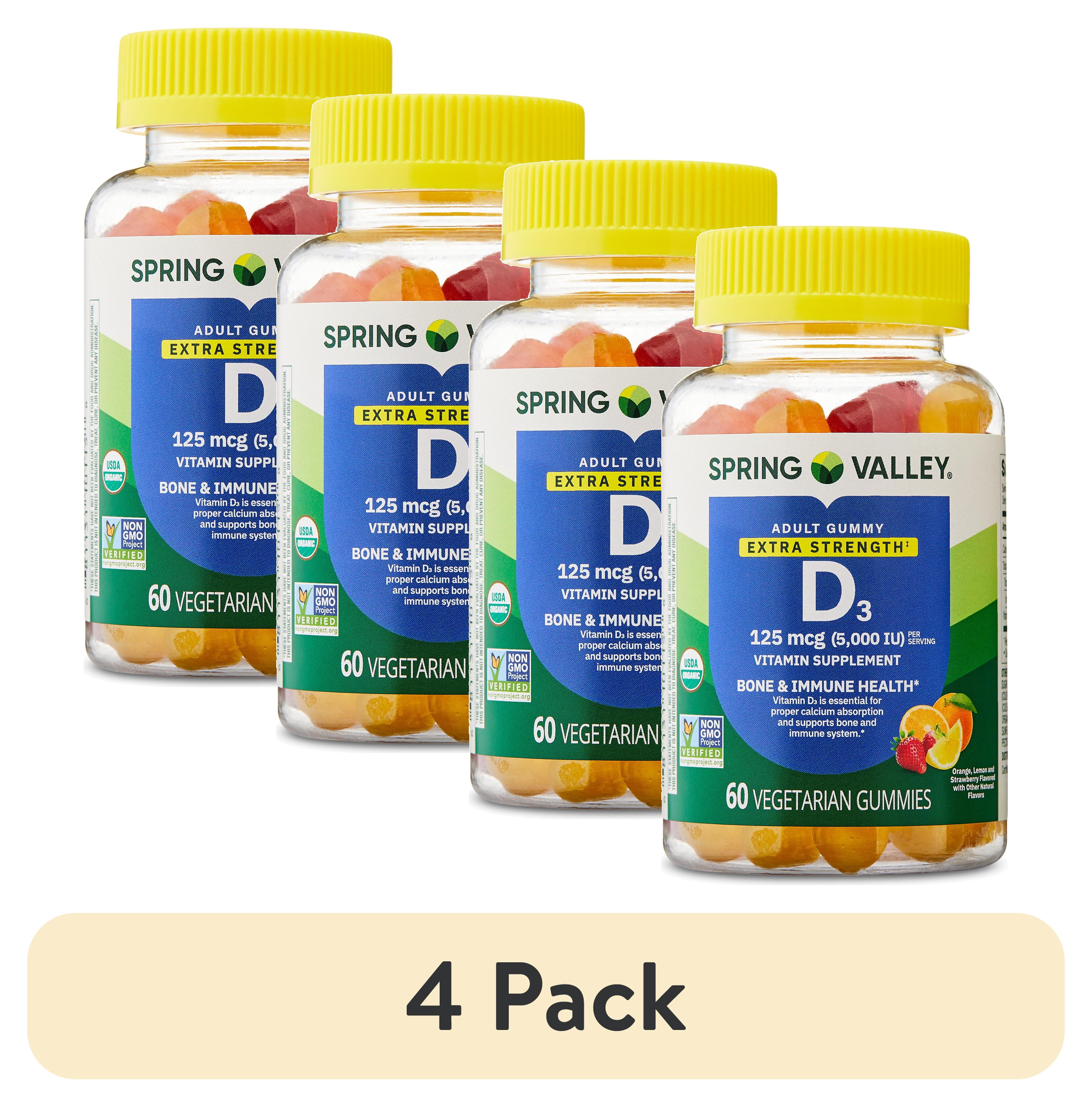 (4 pack) Spring Valley Extra Strength Vitamin D3 Supplement Vegetarian ...