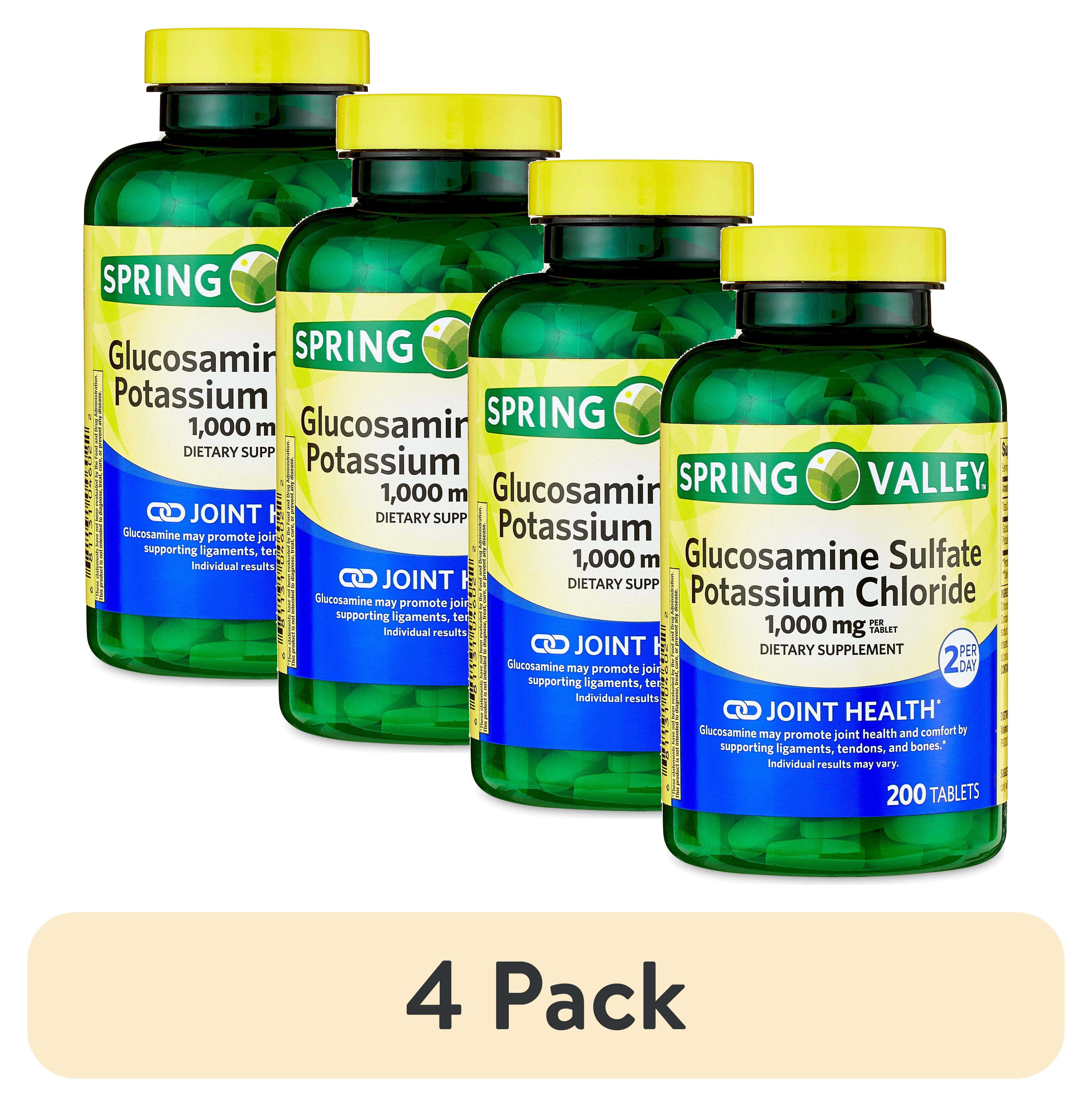 (4 pack) Spring Valley Glucosamine Sulfate Potassium Chloride Dietary ...