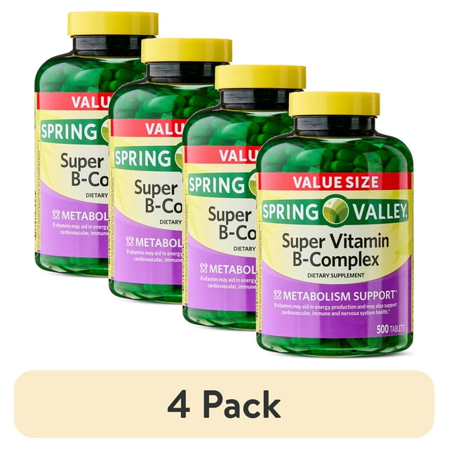 (4 pack) Spring Valley Super Vitamin B-Complex Dietary Supplement ...