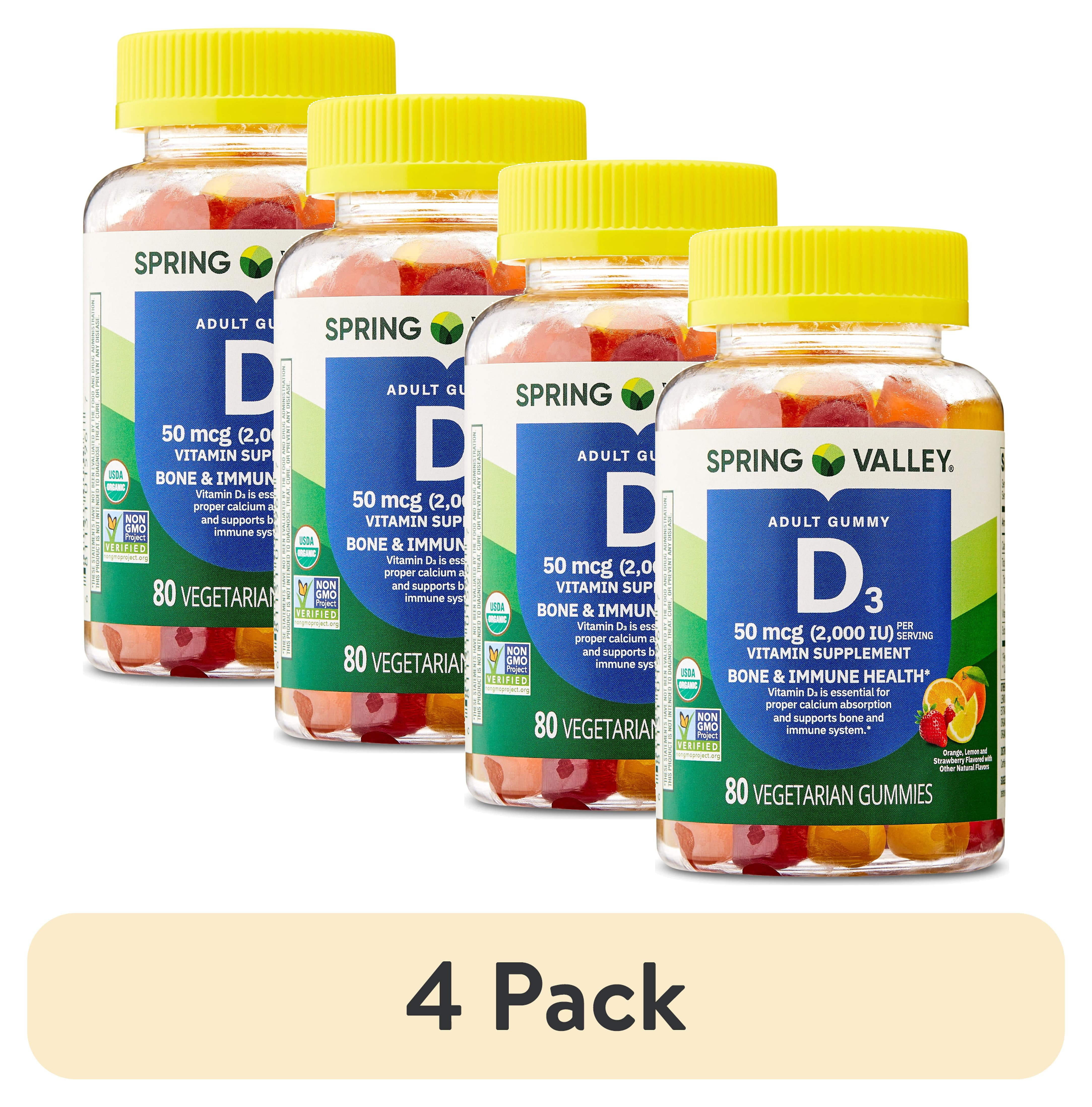 (4 pack) Spring Valley Vitamin D3 Gummies, 50 mcg (2000 IU), 80 Count ...