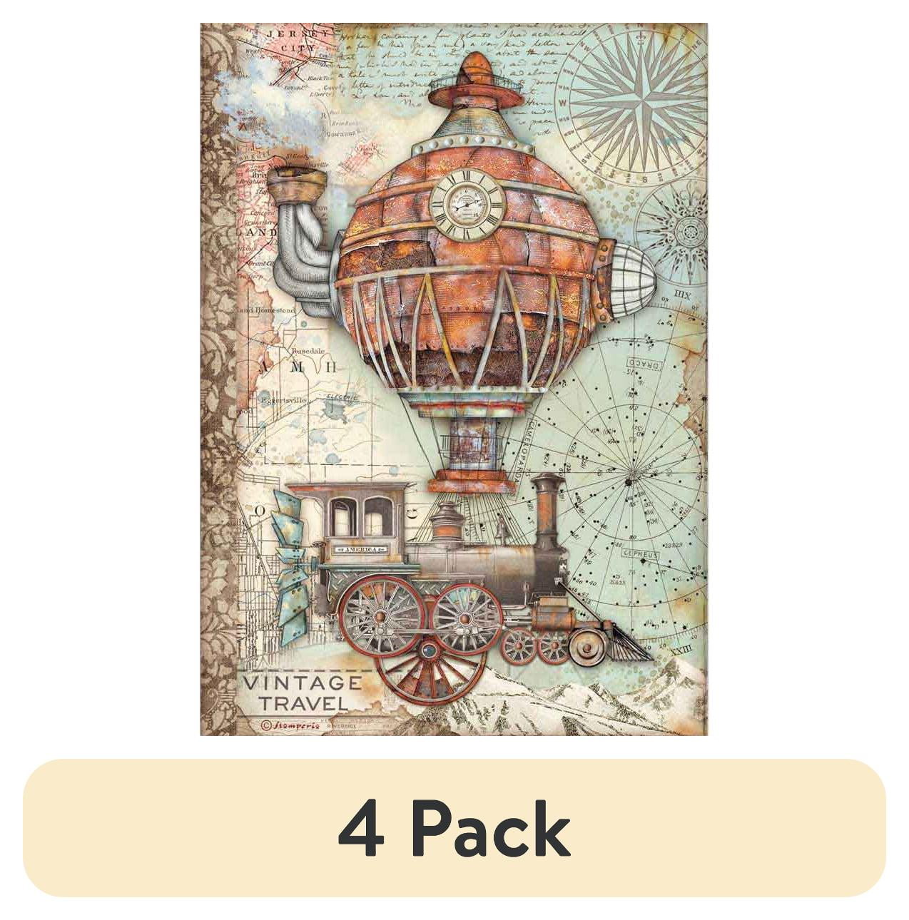 (4 pack) Stamperia Rice Paper Sheet A4-Vintage Travel, Sir Vagabond ...