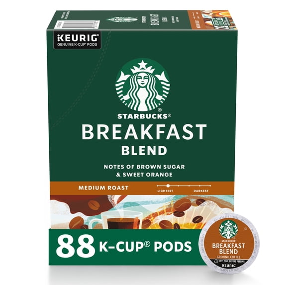 (4 pack) Starbucks Breakfast Blend, Hot or Iced Coffee, Medium Roast K ...