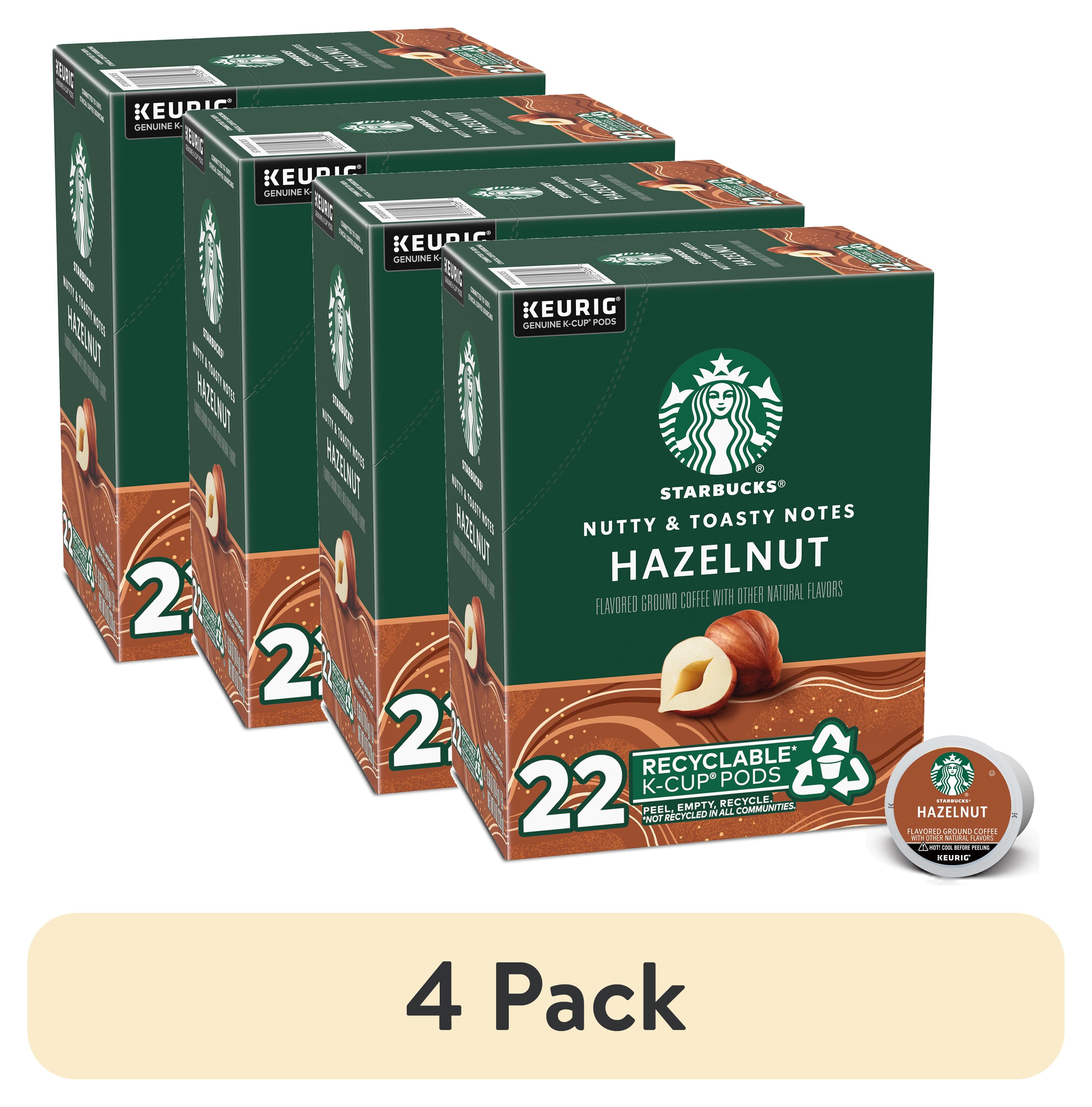 (4 pack) Starbucks Hazelnut, Light Roast K Cup Single Serve Coffee Pods ...