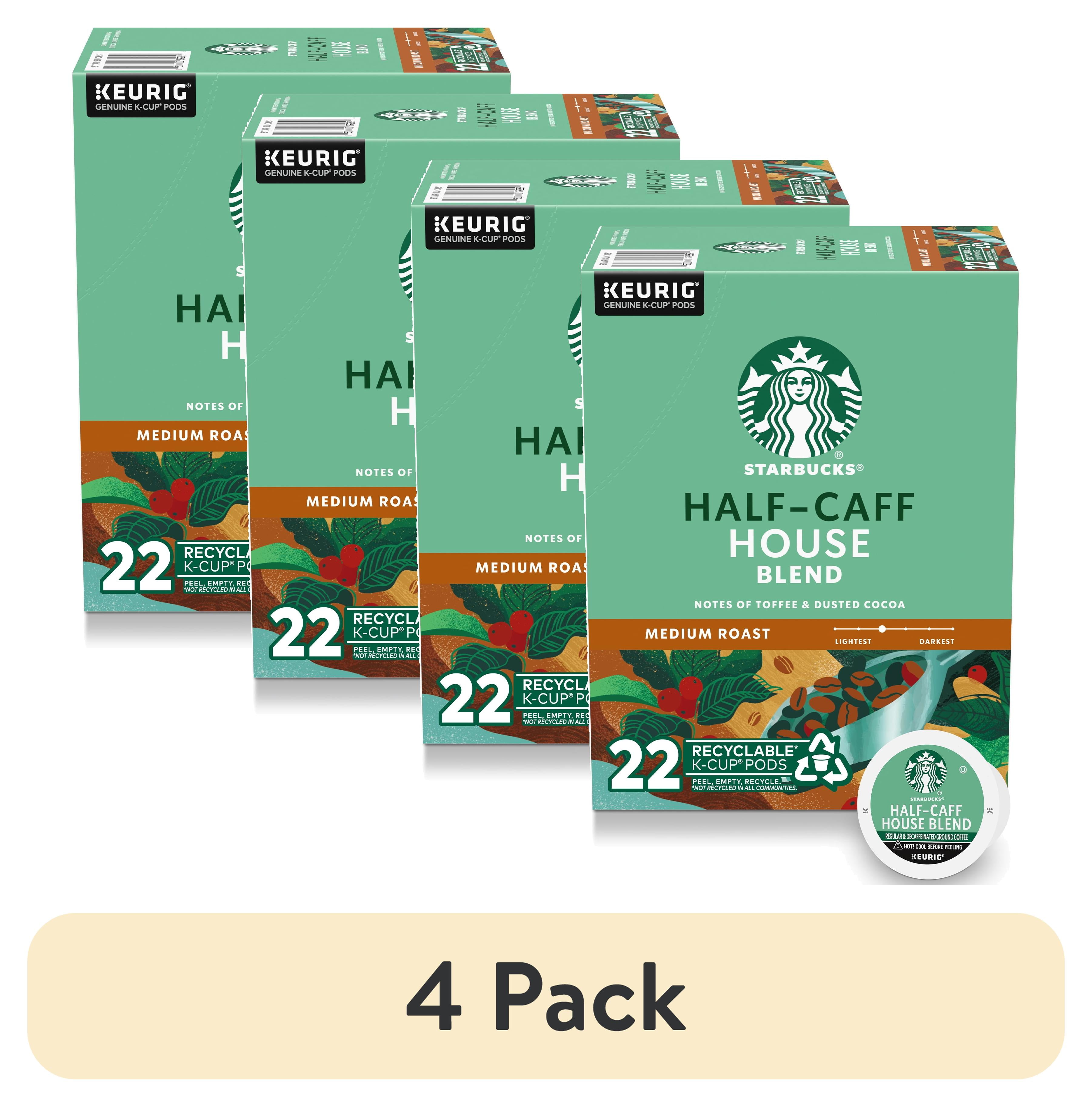 (4 pack) Starbucks Medium Roast, Half-Caff House Blend K-Cup Coffee Pods, 22 Count K Cups ...