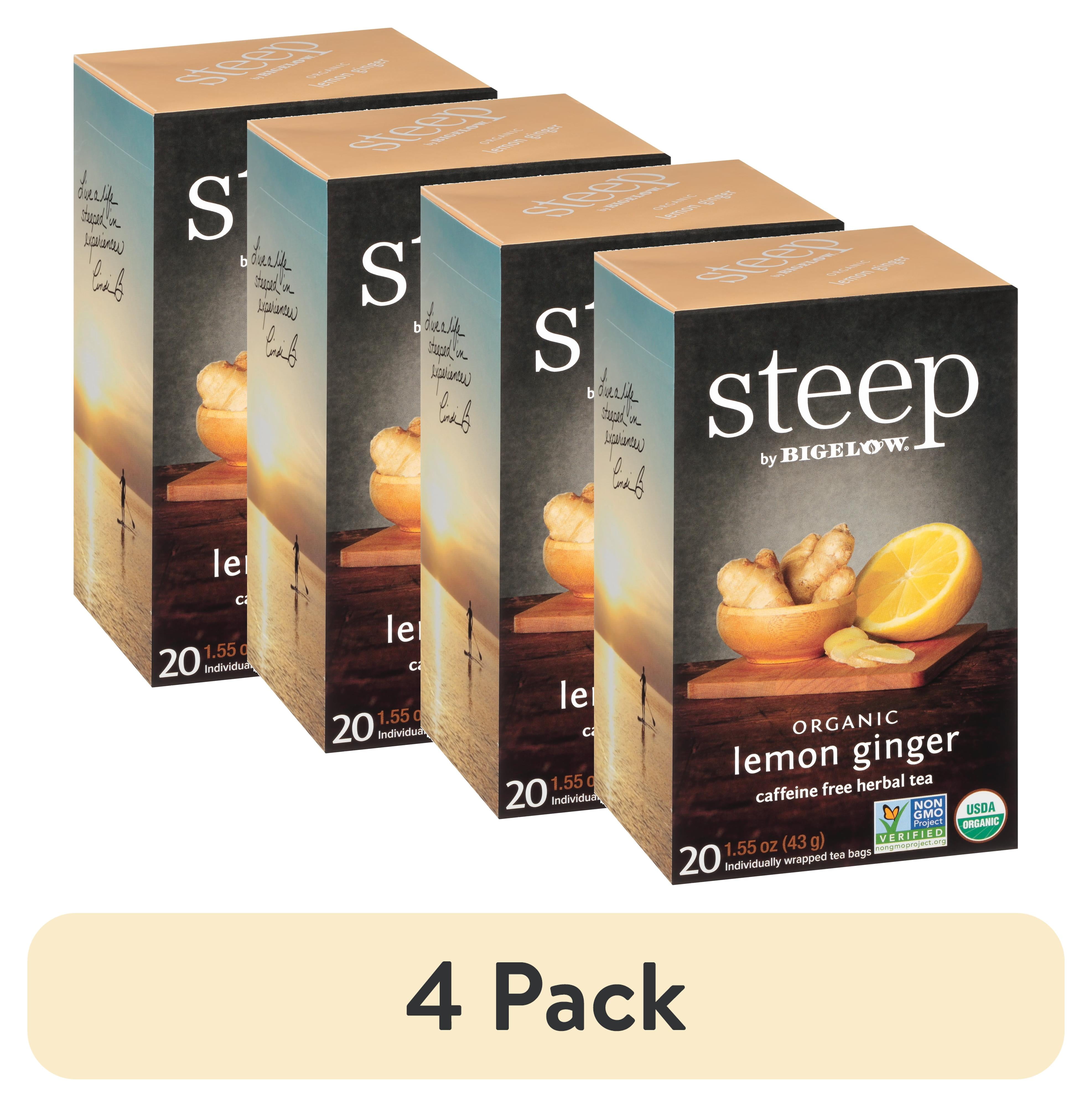 (4 pack) Steep Organic Lemon Ginger Herbal Tea Bags, 20 Count - Walmart.com