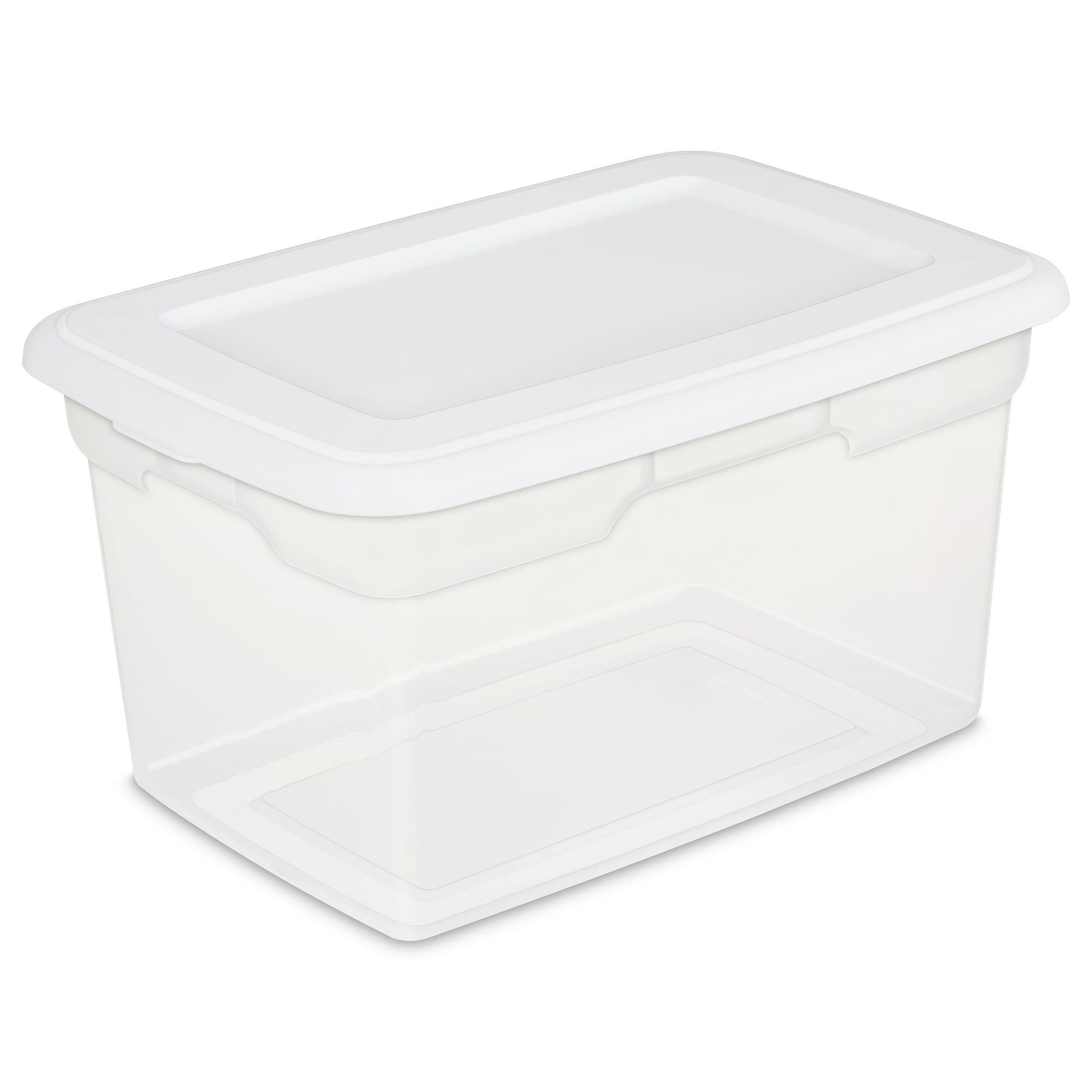 Sterilite 4 Pack 20 Qt White Plastic Storage Box with Latches and Clear ...