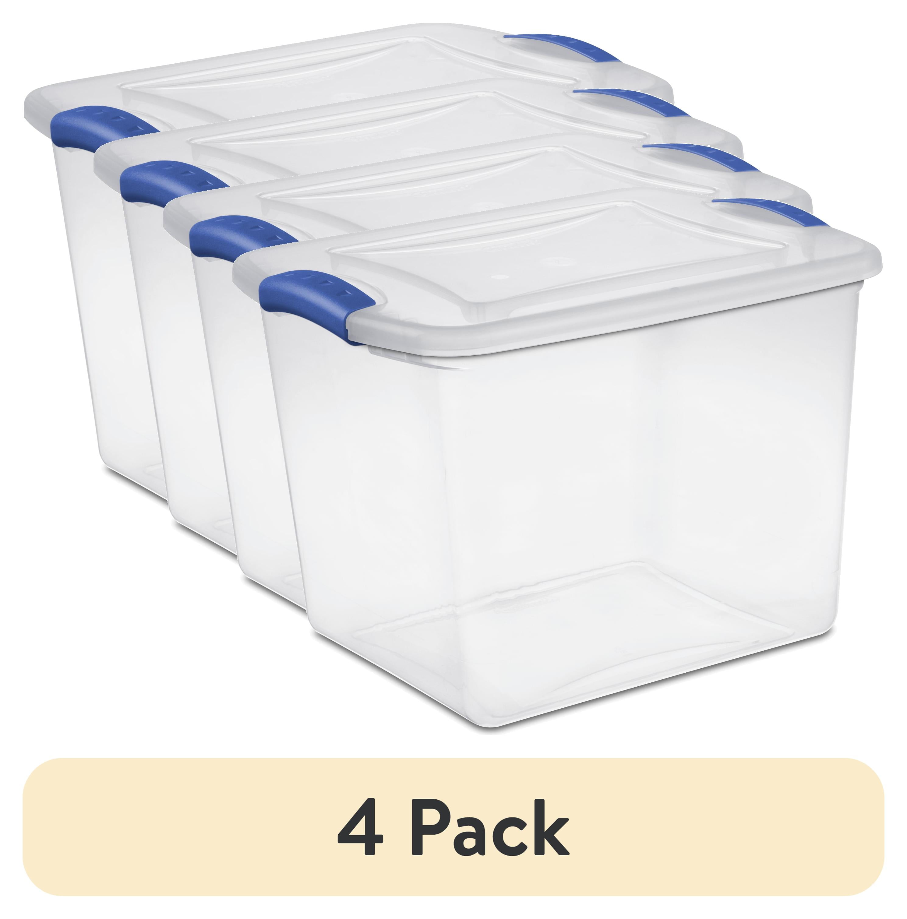 (4 pack) Sterilite Small Storage Bin, 27 Quart Clear Plastic Storage ...