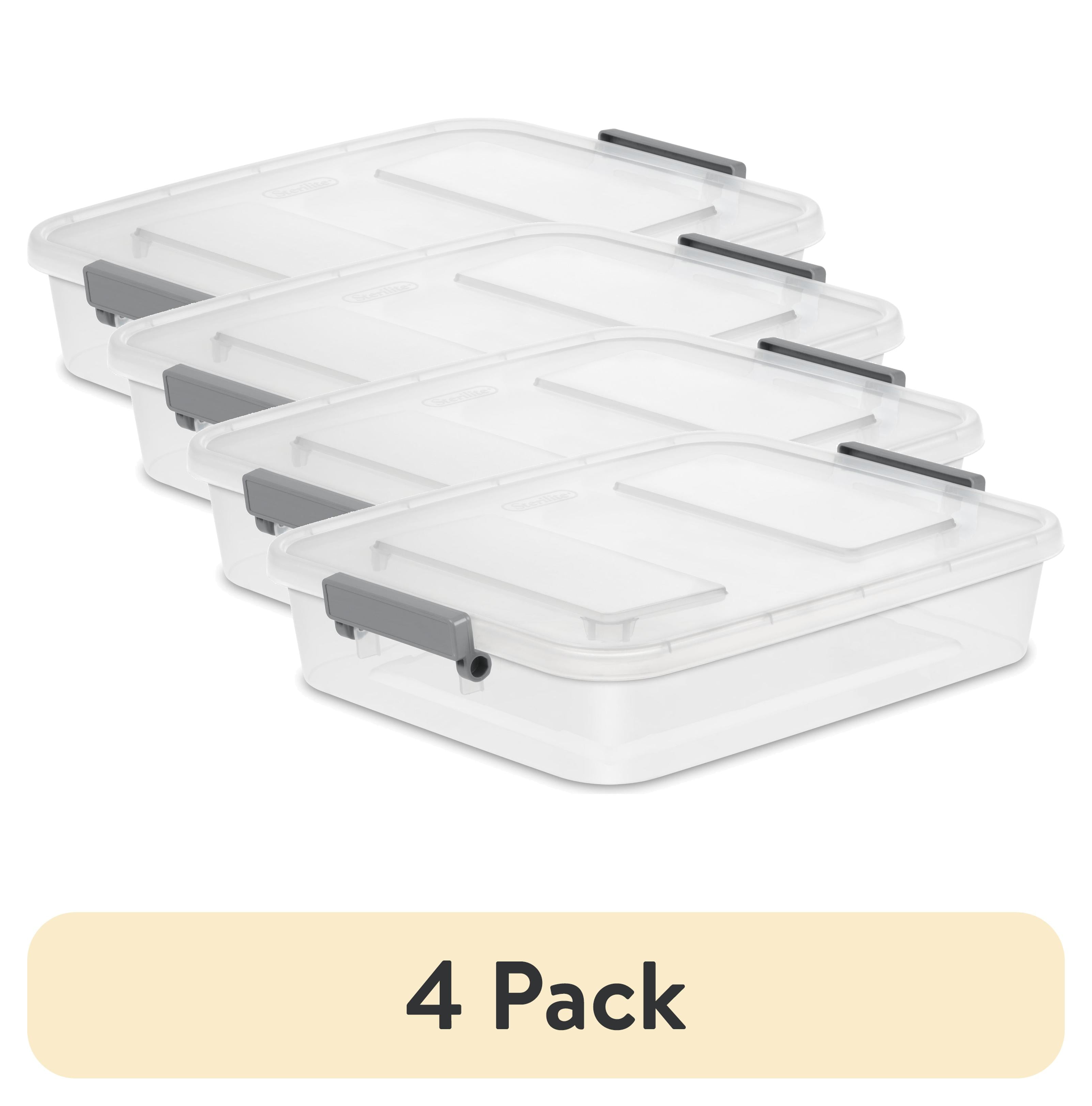(4 pack) Sterilite 6.2 Quart Modular Latch Box, Clear Plastic Storage ...