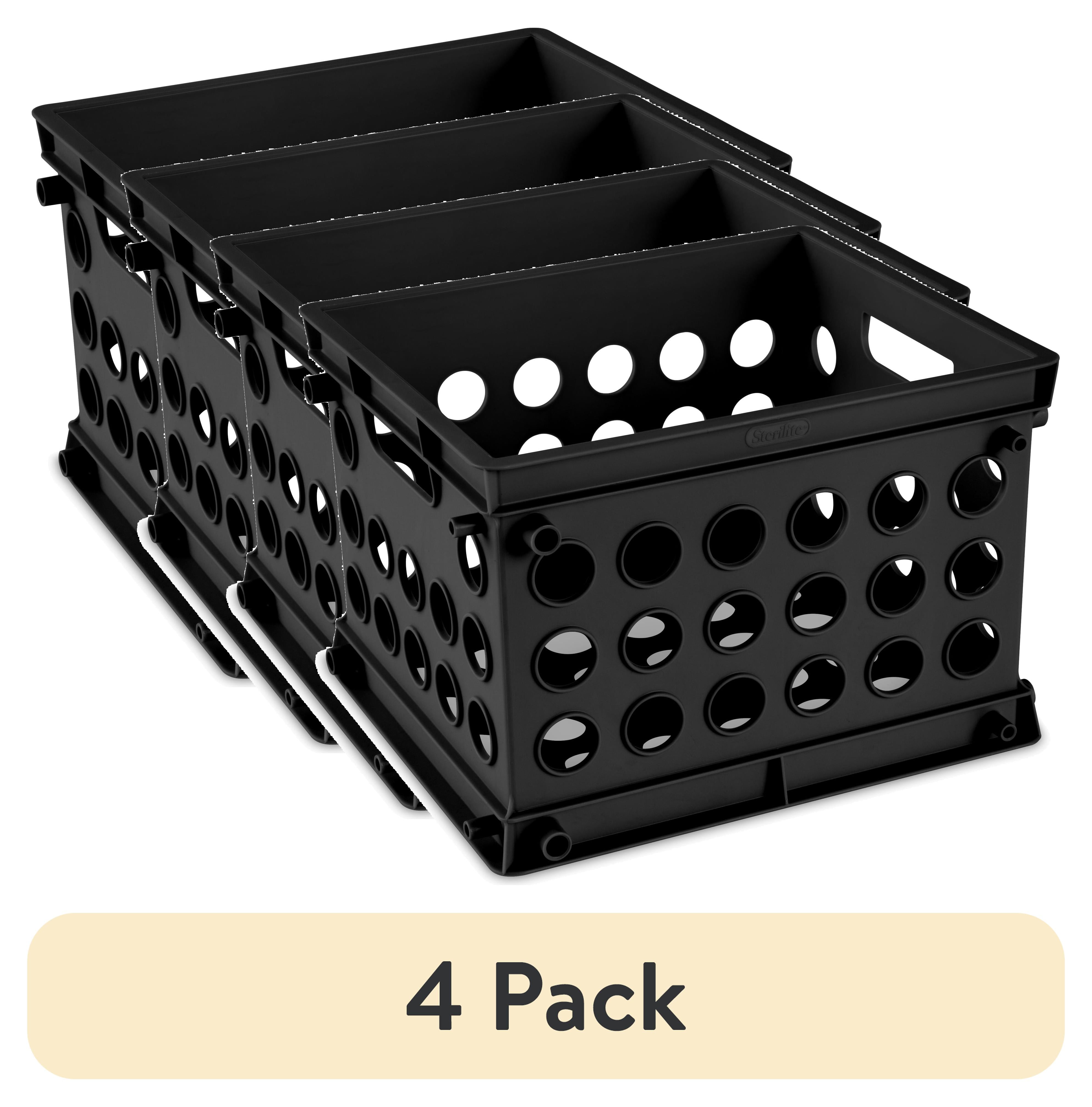 (4 pack) Sterilite Mini Crate, Multi-Purpose Plastic Storage Bin, Black ...