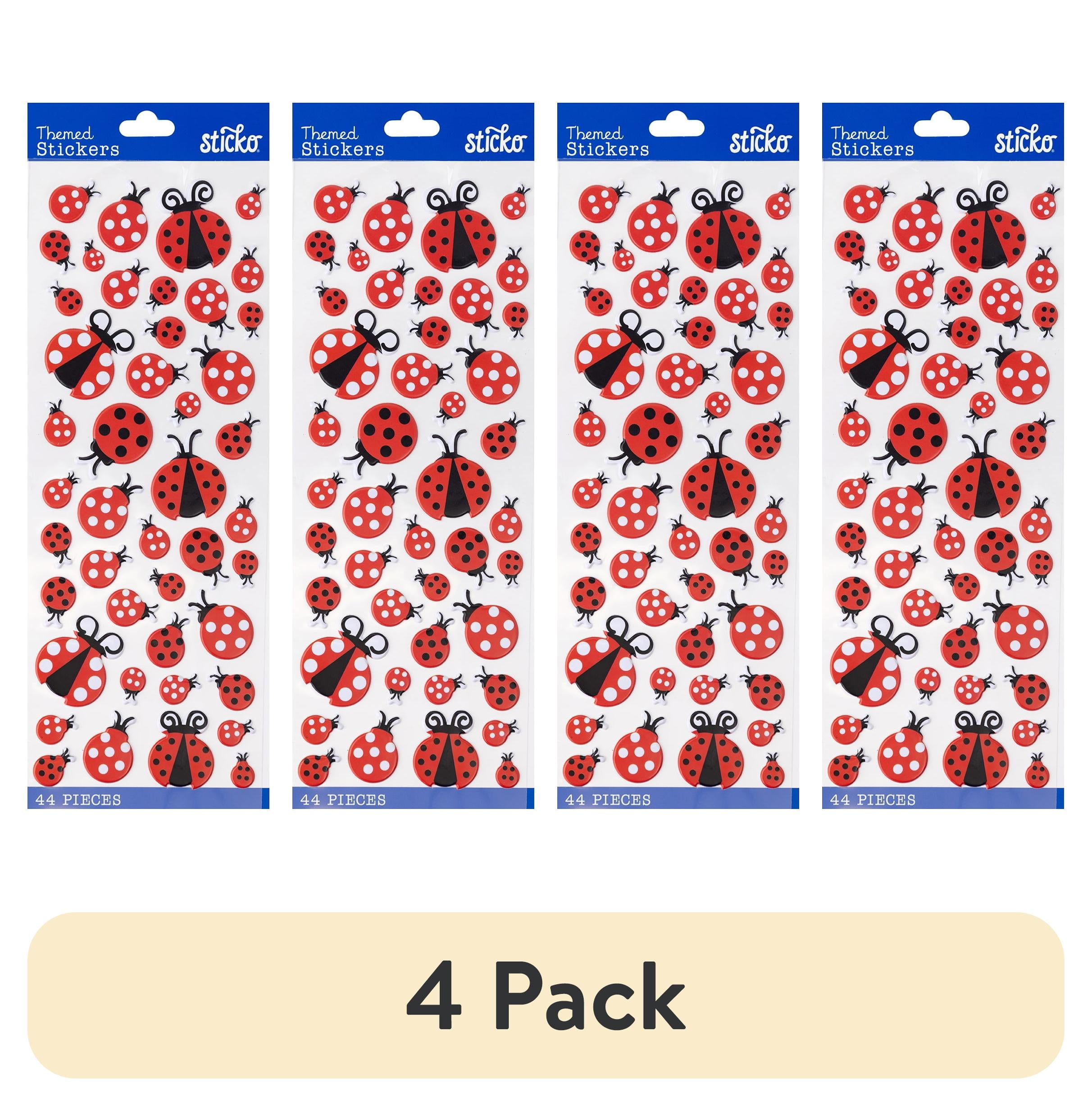 (4 pack) Sticko Classic Solid Multicolor Puffy Themed Ladybugs Plastic ...