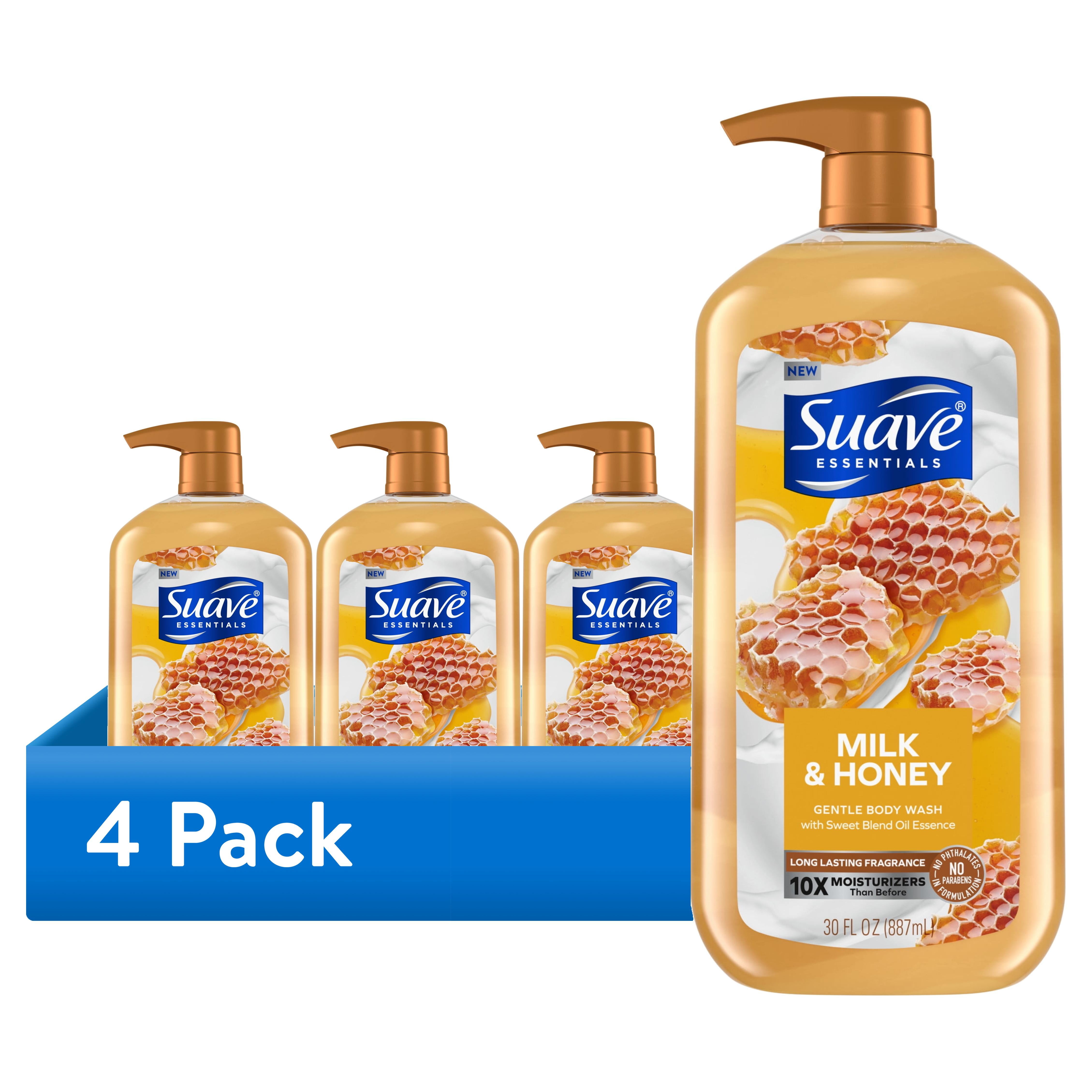 (4 pack) Suave Essentials Gentle Body Wash, Milk & Honey, 30 oz ...