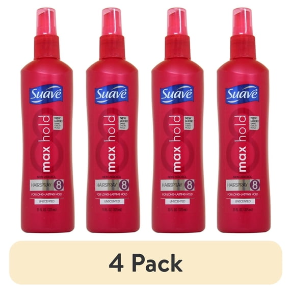 (4 pack) Suave Max Hold Hairspray, Non Aerosol, Long Lasting Hold ...