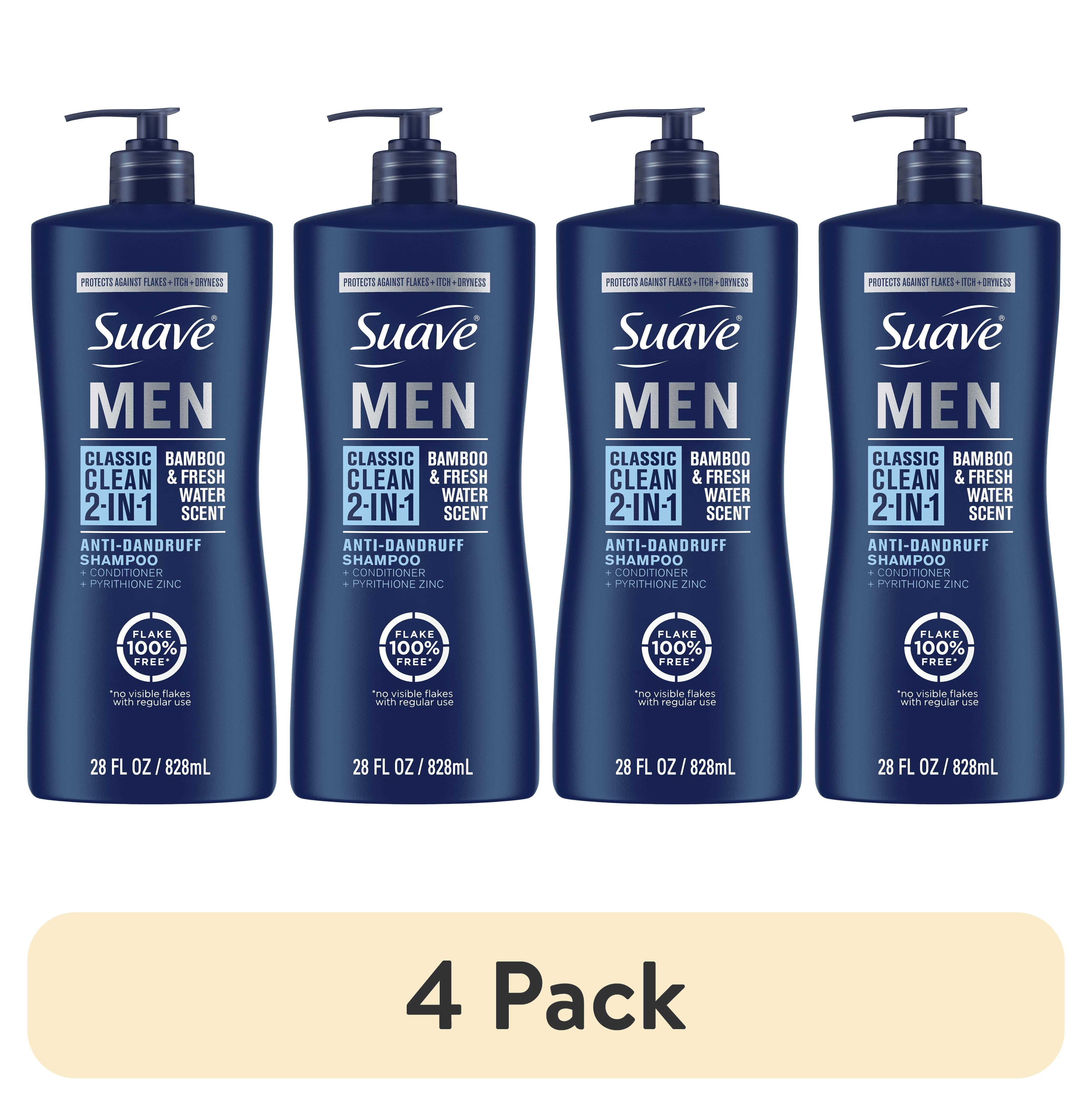 (4 pack) Suave Men Anti-Dandruff 2-in-1 Shampoo & Conditioner, Classic ...