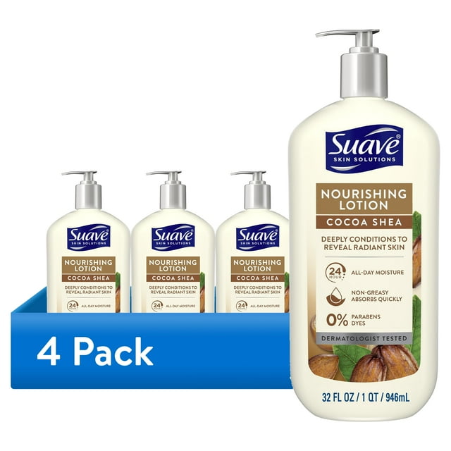(4 pack) Suave Skin Solutions Body Lotion Cocoa Butter and Shea 32 fl ...