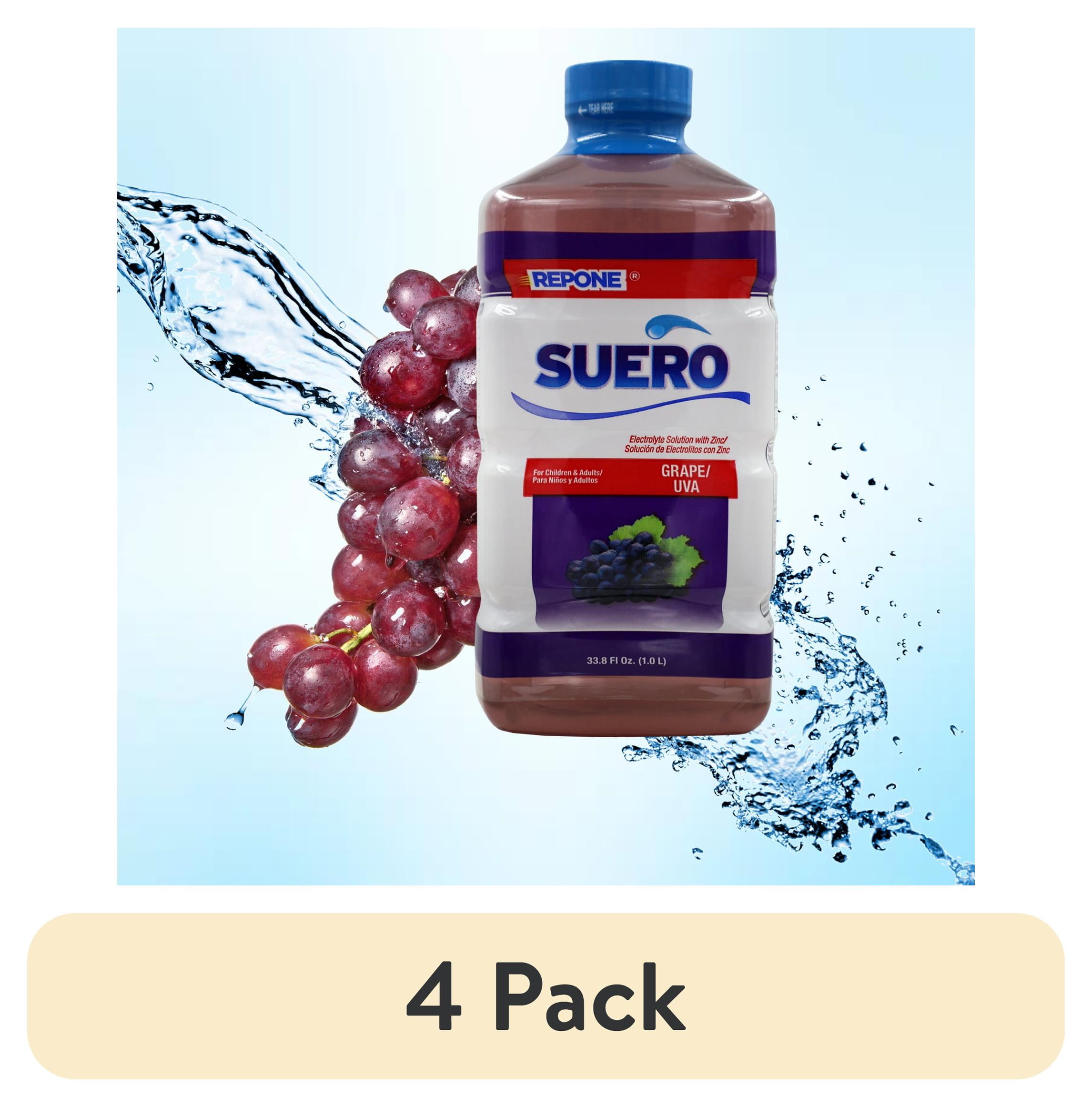 (4 pack) Suero Repone Electrolyte Drink, Grape Flavor, for Children ...