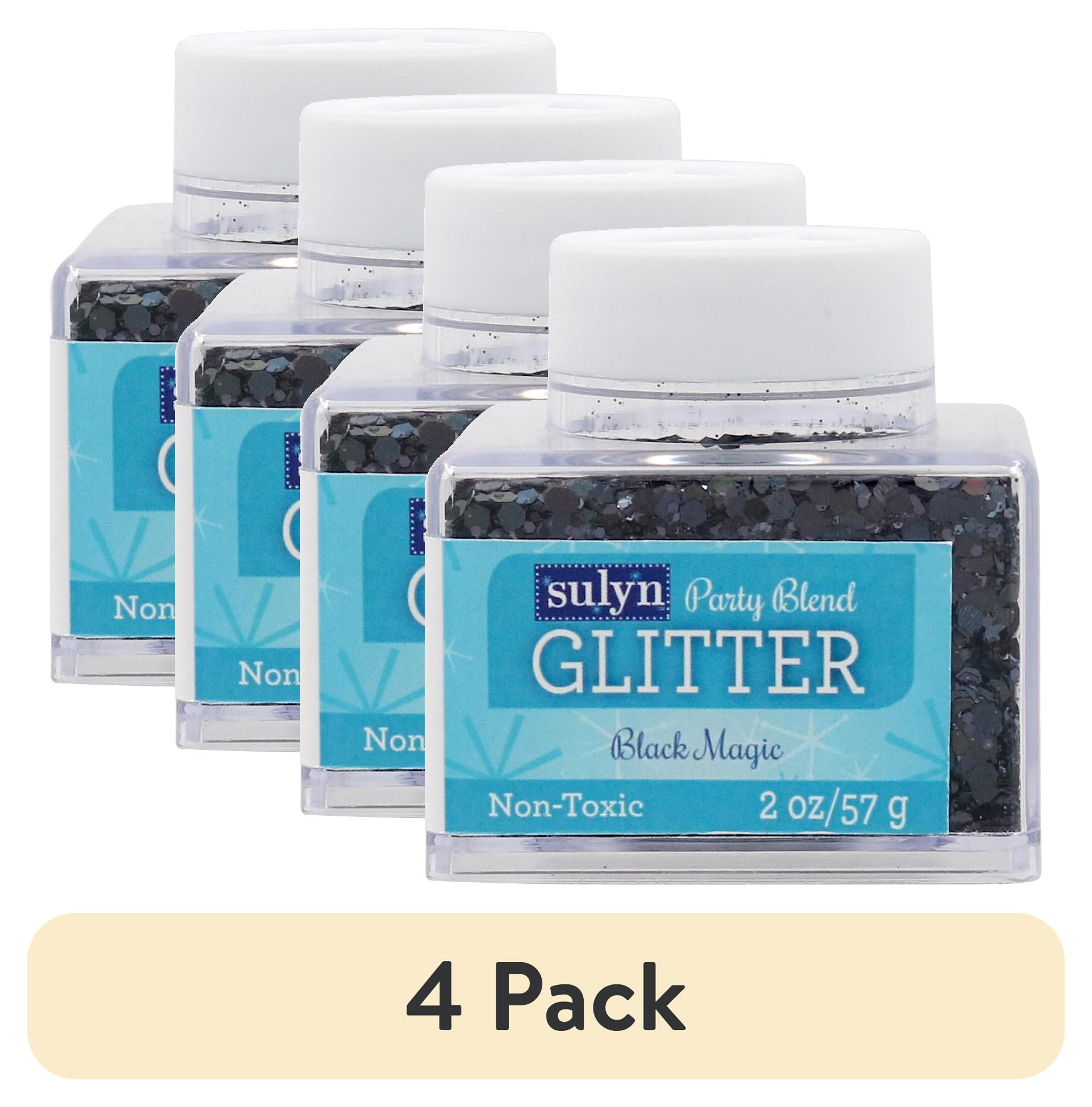 (4 pack) Sulyn Party Blend Glitter for Crafts, Stacking Jar, Black ...