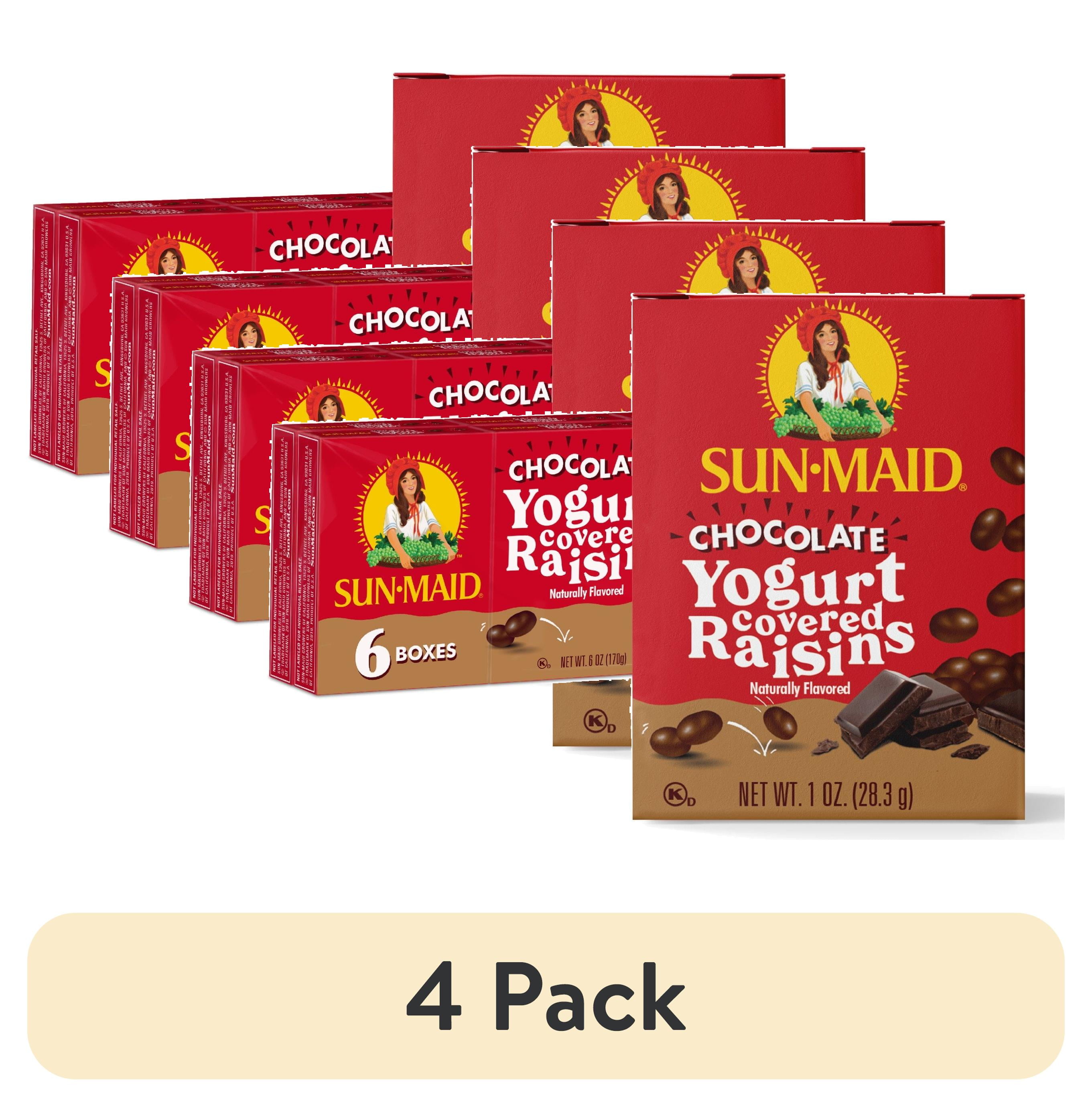 (4 pack) Sun-Maid® Chocolate Yogurt Covered Raisins 6-Pack/1oz Cartons ...