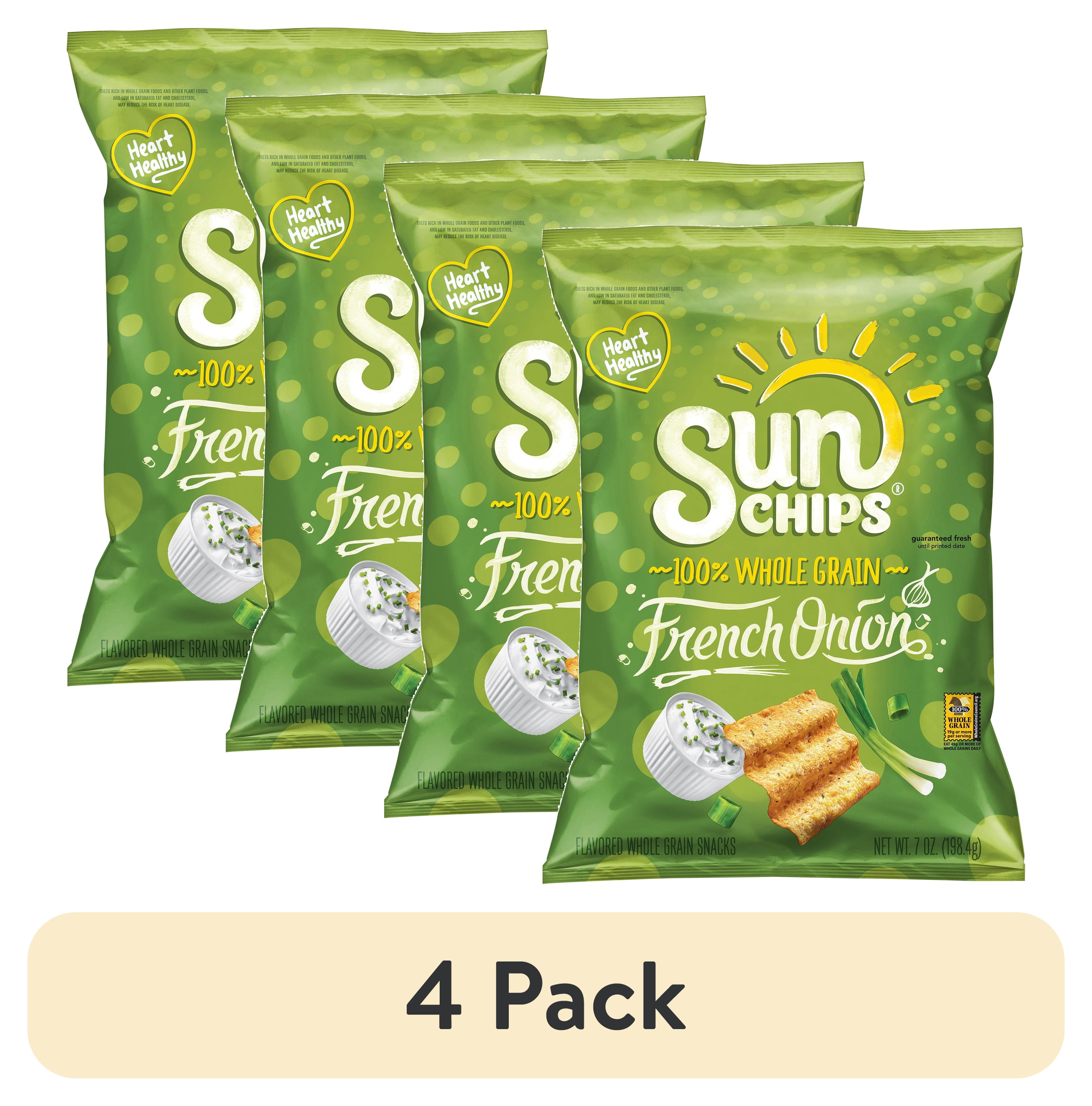 (4 pack) SunChips Flavored Whole Grain Snacks French Onion, 7 oz. Bag ...