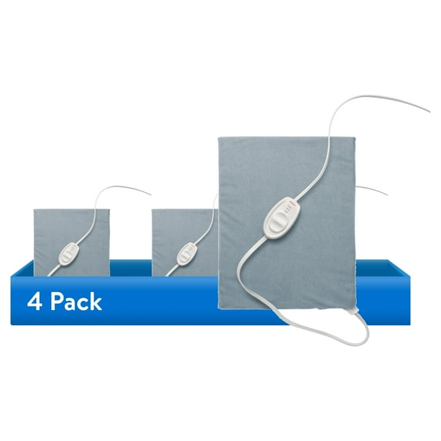 (4 pack) Sunbeam Heating Pad with Controller and 3 Heat Settings, 12" x ...