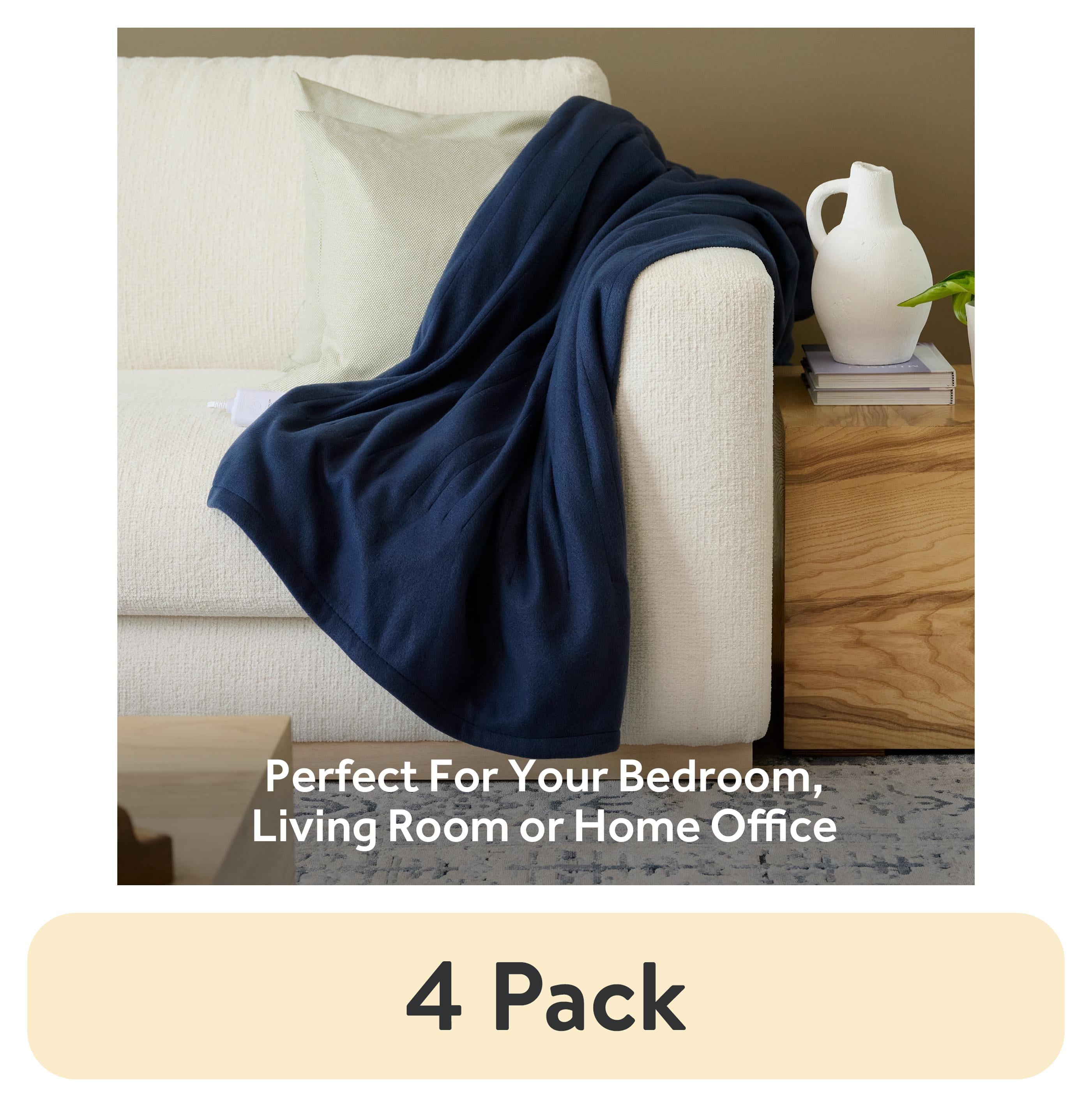 (4 pack) Sunbeam Throw Poseidon Fleece, 4 Heat Settings, 4-Hour Auto ...