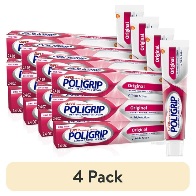 (12 pack) Super Poligrip Original Denture and Partials Adhesive Cream ...