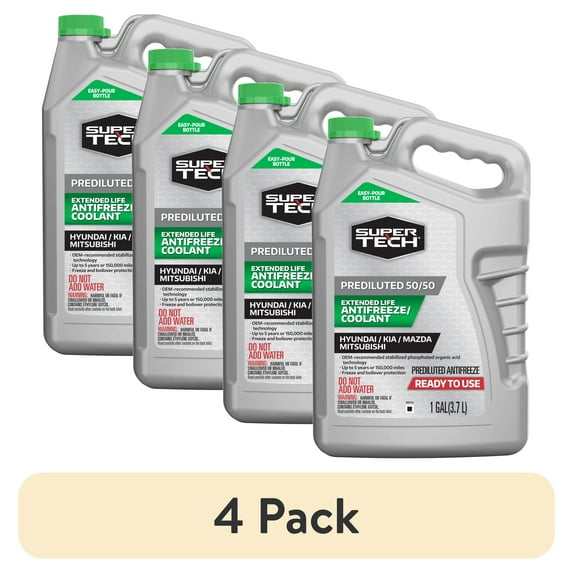 (4 pack) Super Tech 50/50 Prediluted Extended Life Antifreeze / Coolant ...