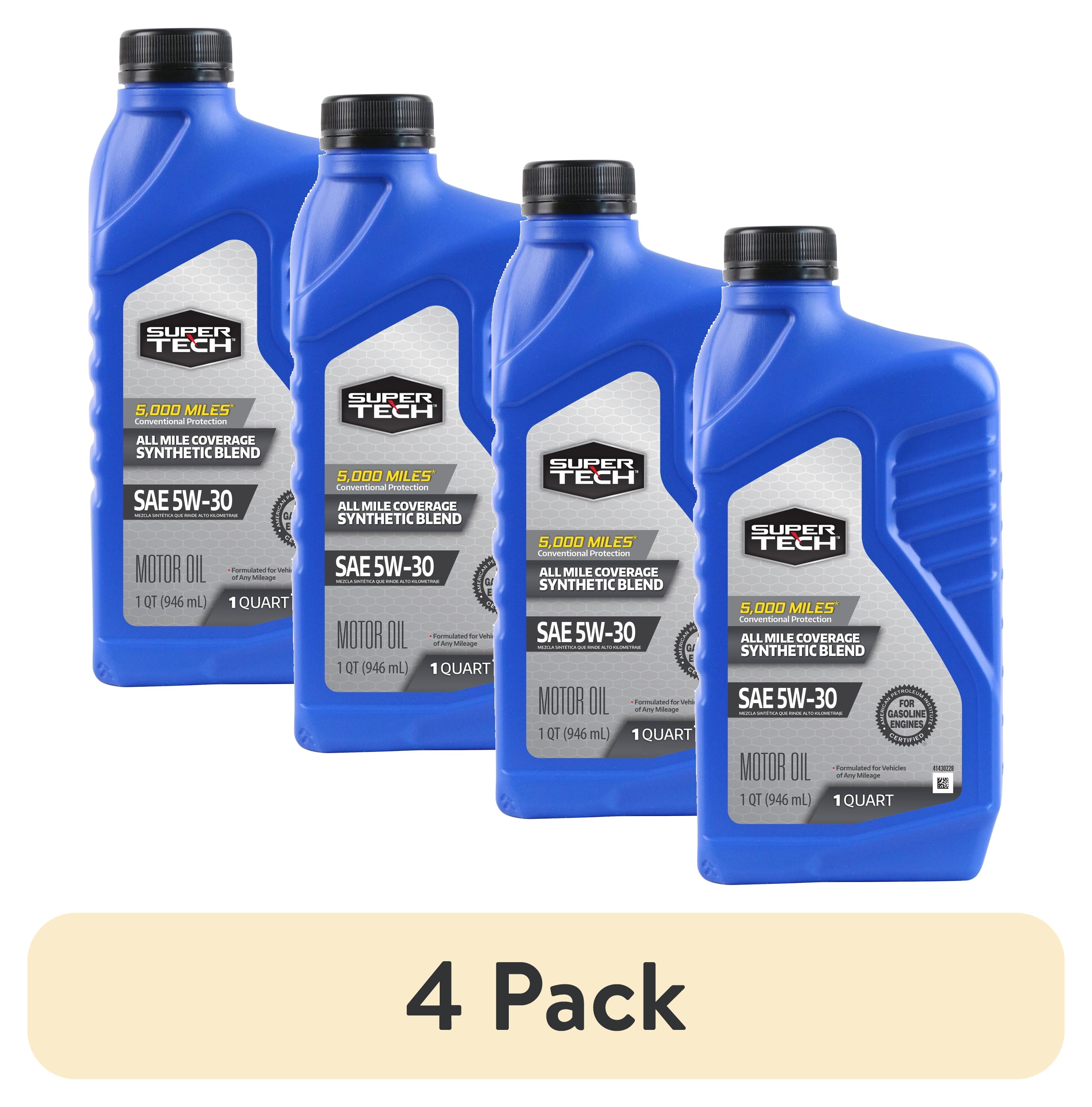 (4 pack) Super Tech All Mileage Synthetic Blend Motor Oil SAE 5W-30, 1 ...