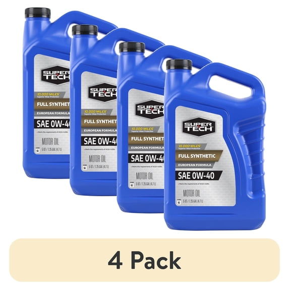 (4 pack) Super Tech Full Synthetic SAE 0W-40 A3/B4 Motor Oil, 5 Quarts ...
