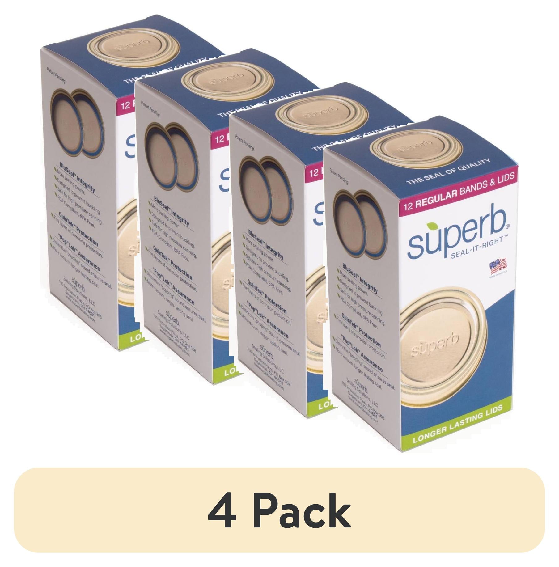 (4 pack) Superb Regular Mouth Canning Lids & Bands (12 Count) Mason Jar ...