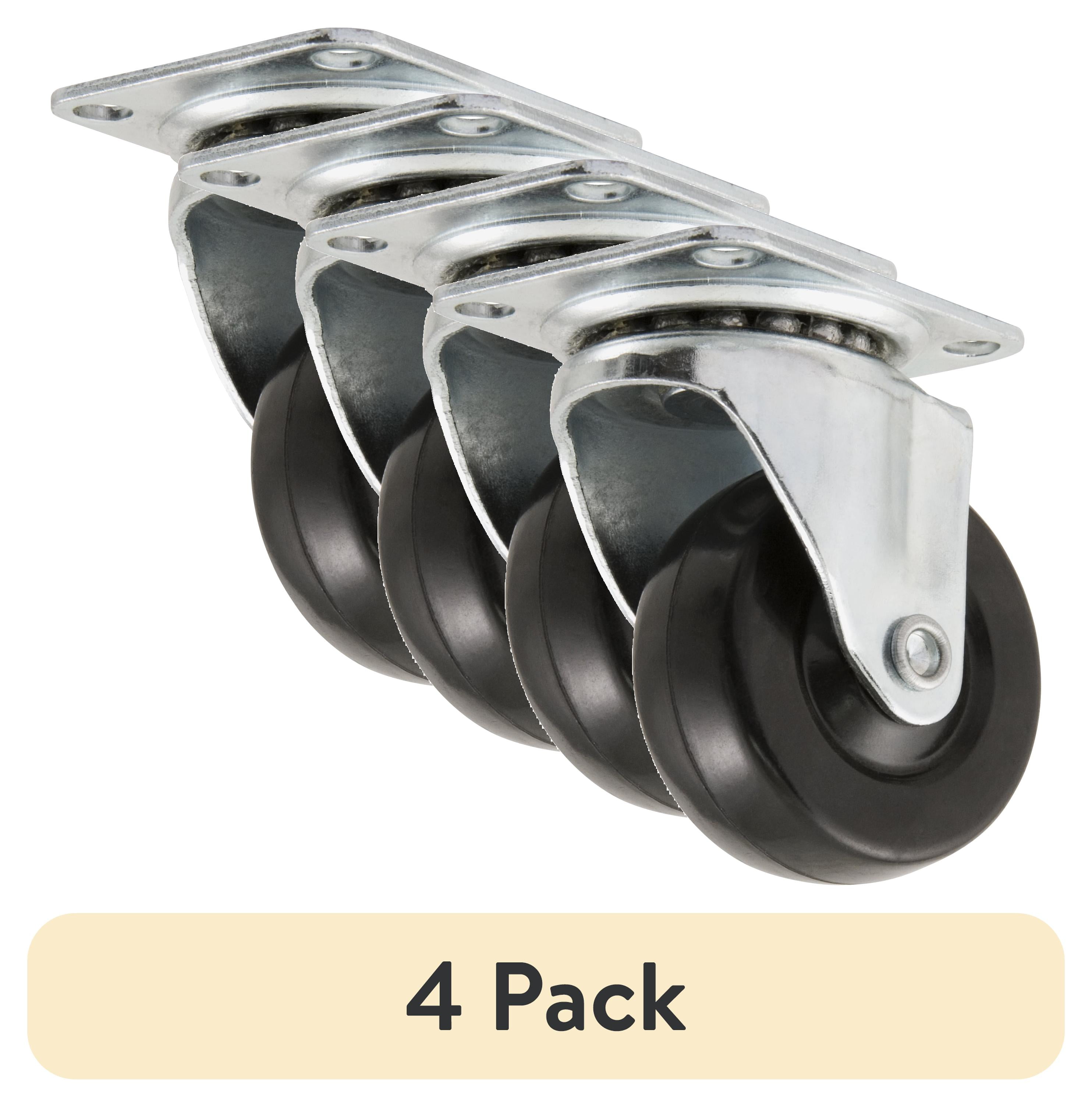 (4 pack) Super Sliders 2" Swivel Plate Caster with Rubber Wheel, Rolls ...