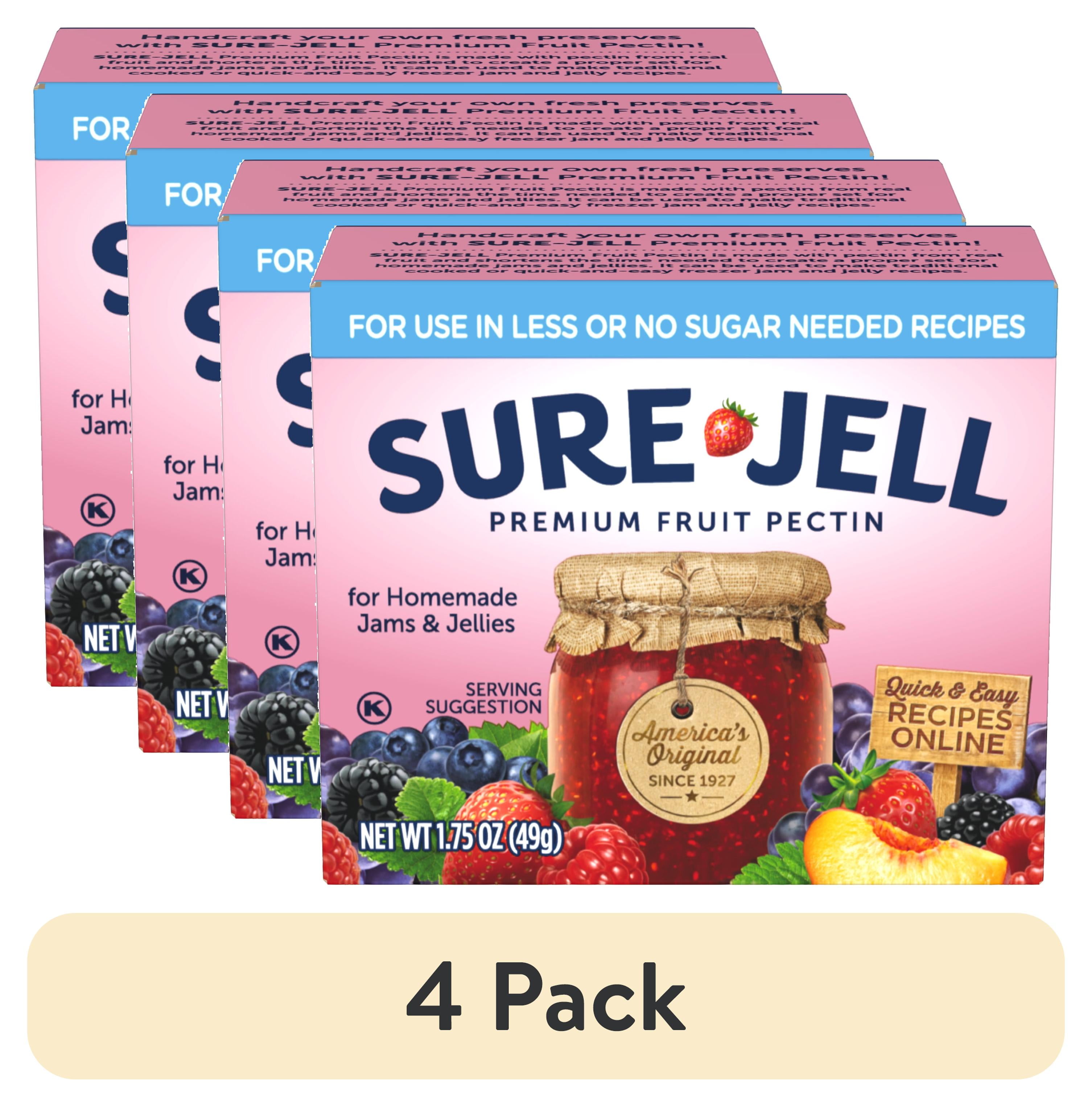 (4 pack) Sure-Jell Premium Fruit Pectin for Less or No Sugar Needed Recipes, 1.75 oz Box ...
