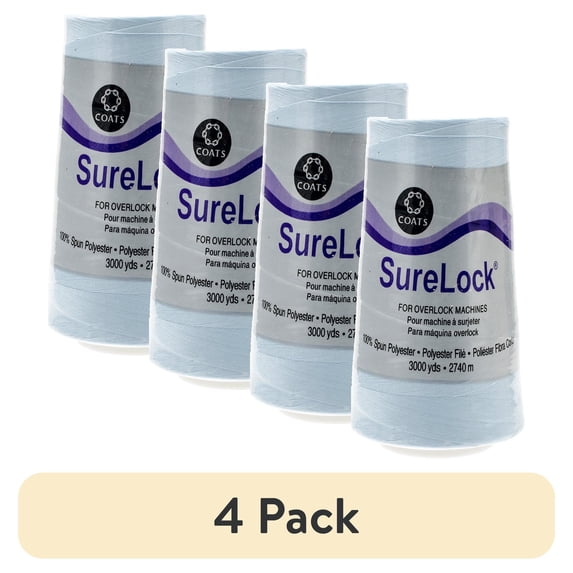 (4 pack) Surelock Overlock Thread, 3,000yd - Icy Blue - Walmart.com
