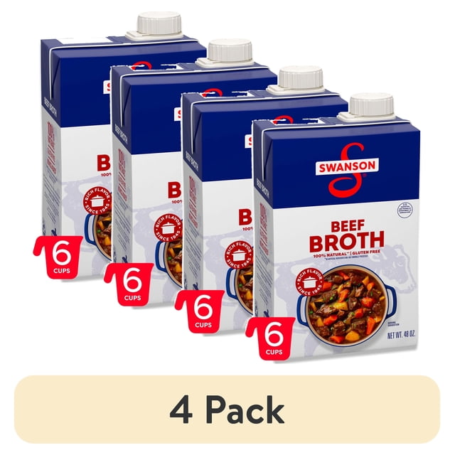 (4 pack) Swanson 100% Natural Beef Broth, 48 oz Carton - Walmart.com