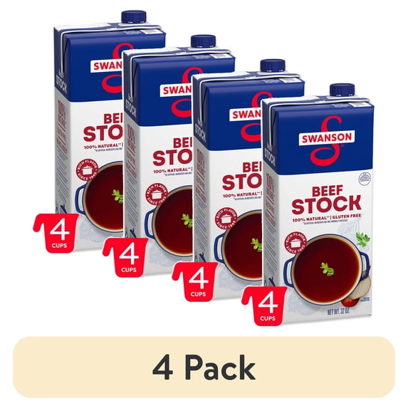 (4 pack) Swanson 100% Natural Beef Stock, 32 oz Carton - Walmart.com