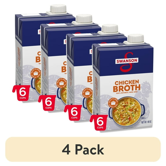 (4 pack) Swanson 100% Natural Chicken Broth, 48 oz Carton - Walmart.com