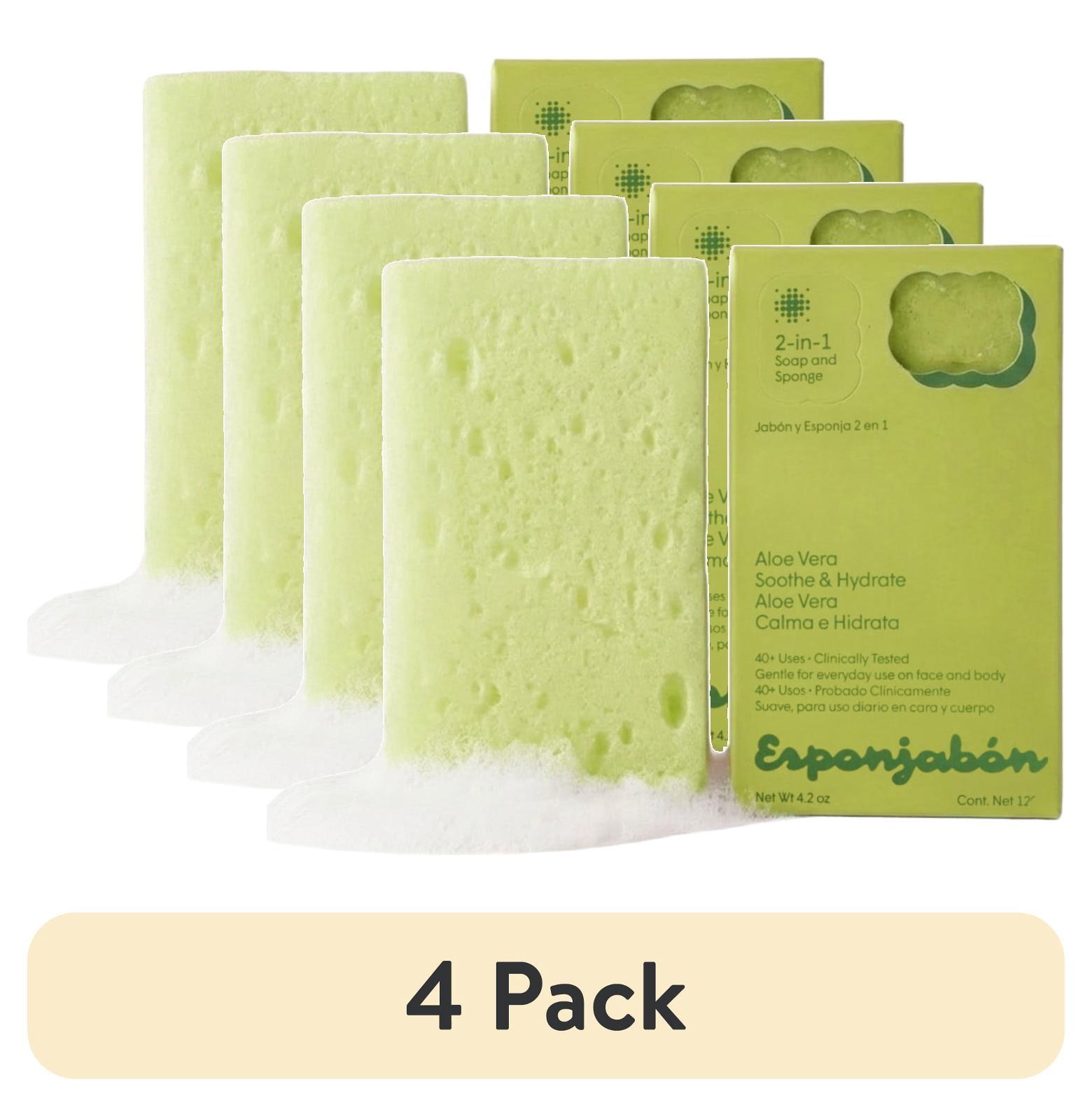 (4 pack) Esponjabon Aloe Vera Soap Sponge – Soothe & Hydrate 2-in-1 ...