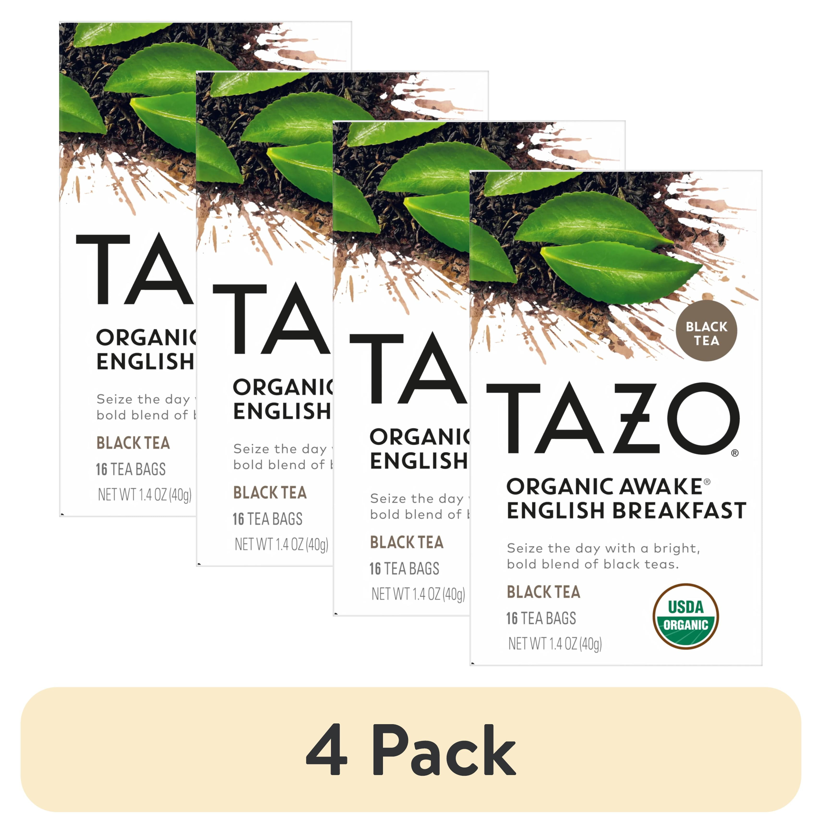 (4 pack) TAZO Organic Awake English Breakfast Black Tea Bags, 16 Count ...