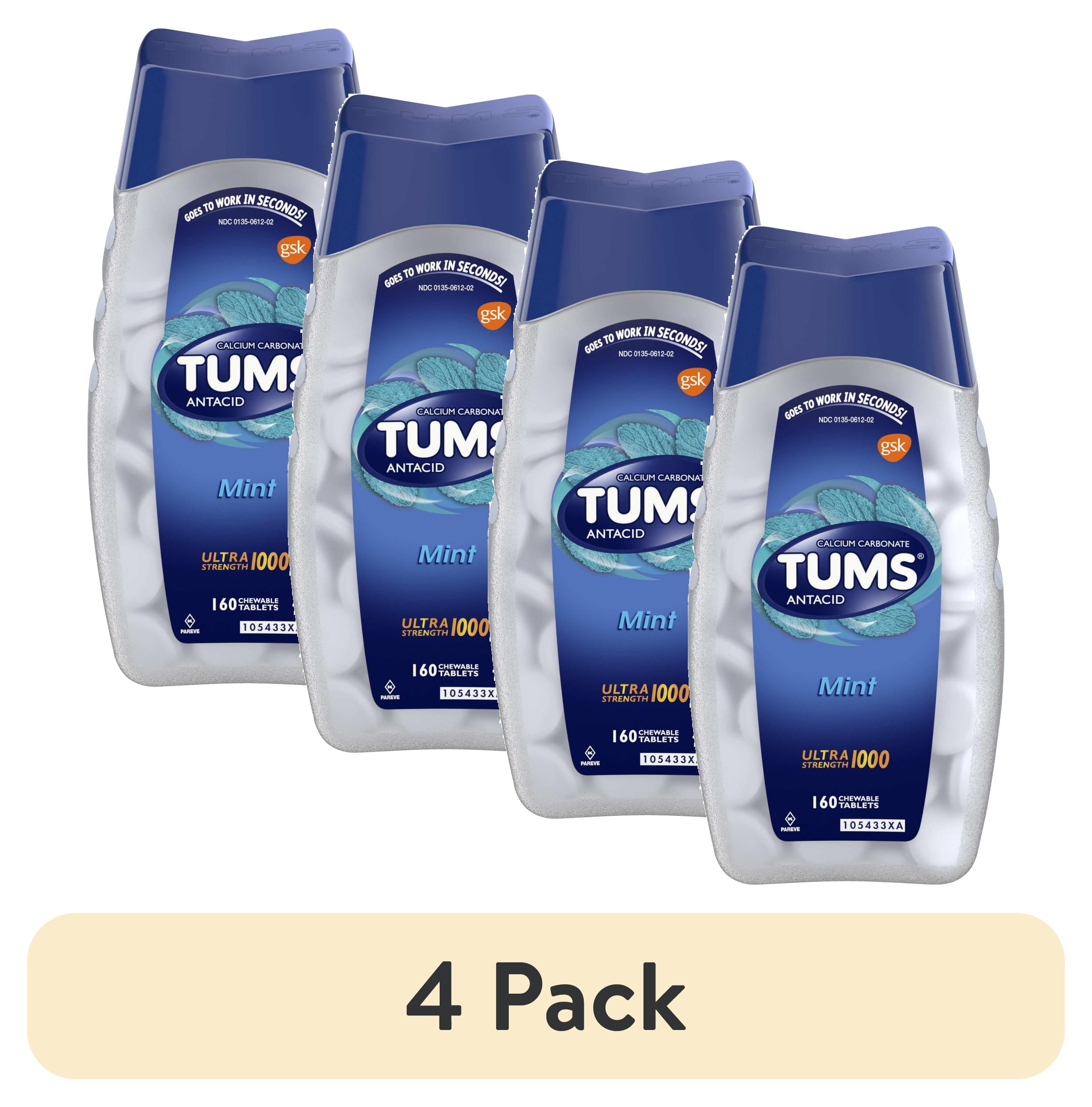 (4 pack) TUMS Antacid Chewable Tablets, Ultra Strength for Heartburn ...