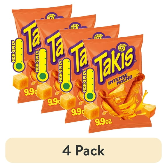 (4 pack) Takis Intense Nacho 9.9 oz Sharing Size Bag, Cheese Rolled ...