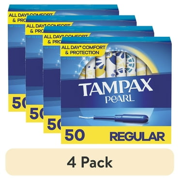 (4 pack) Tampax Pearl Tampons with LeakGuard Braid, Ultra Absorbency ...