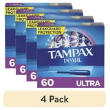 (4 pack) Tampax Pearl Tampons with LeakGuard Braid, Ultra Absorbency ...