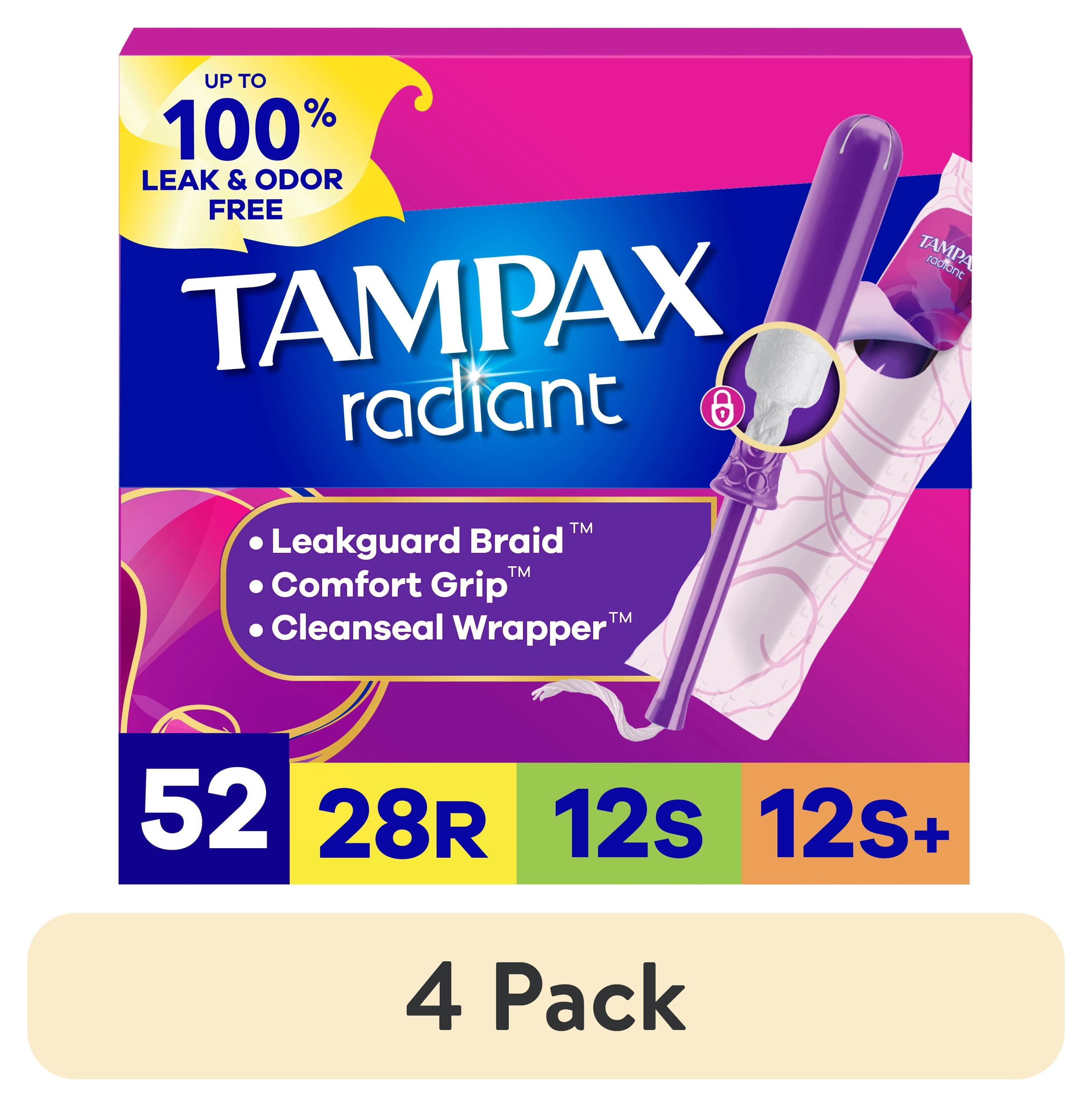 (4 pack) Tampax Radiant Tampons Multipack, with LeakGuard Braid ...