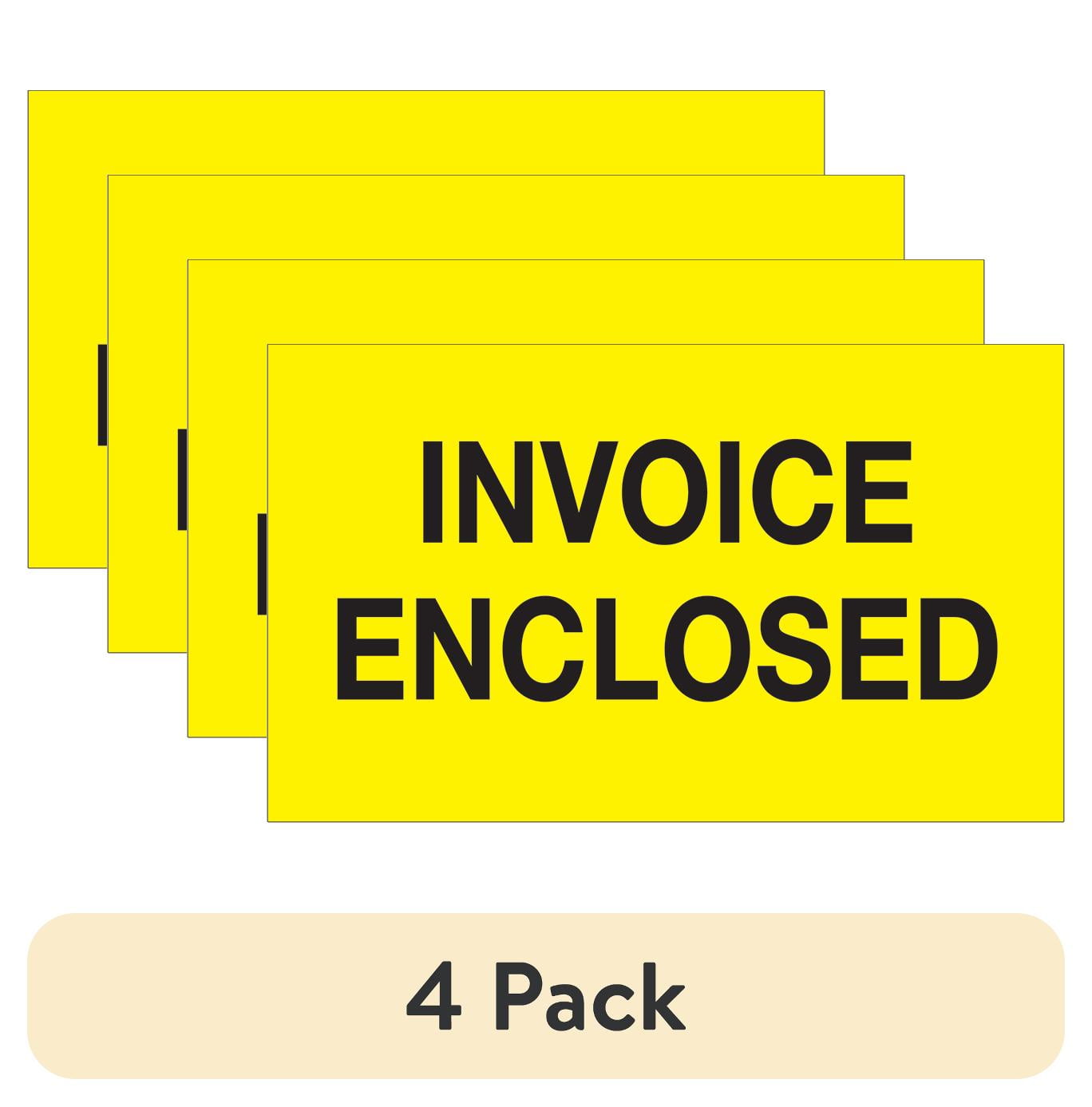 (4 pack) Tape Logic Labels "Invoice Enclosed" 3" x 5" Fluorescent ...