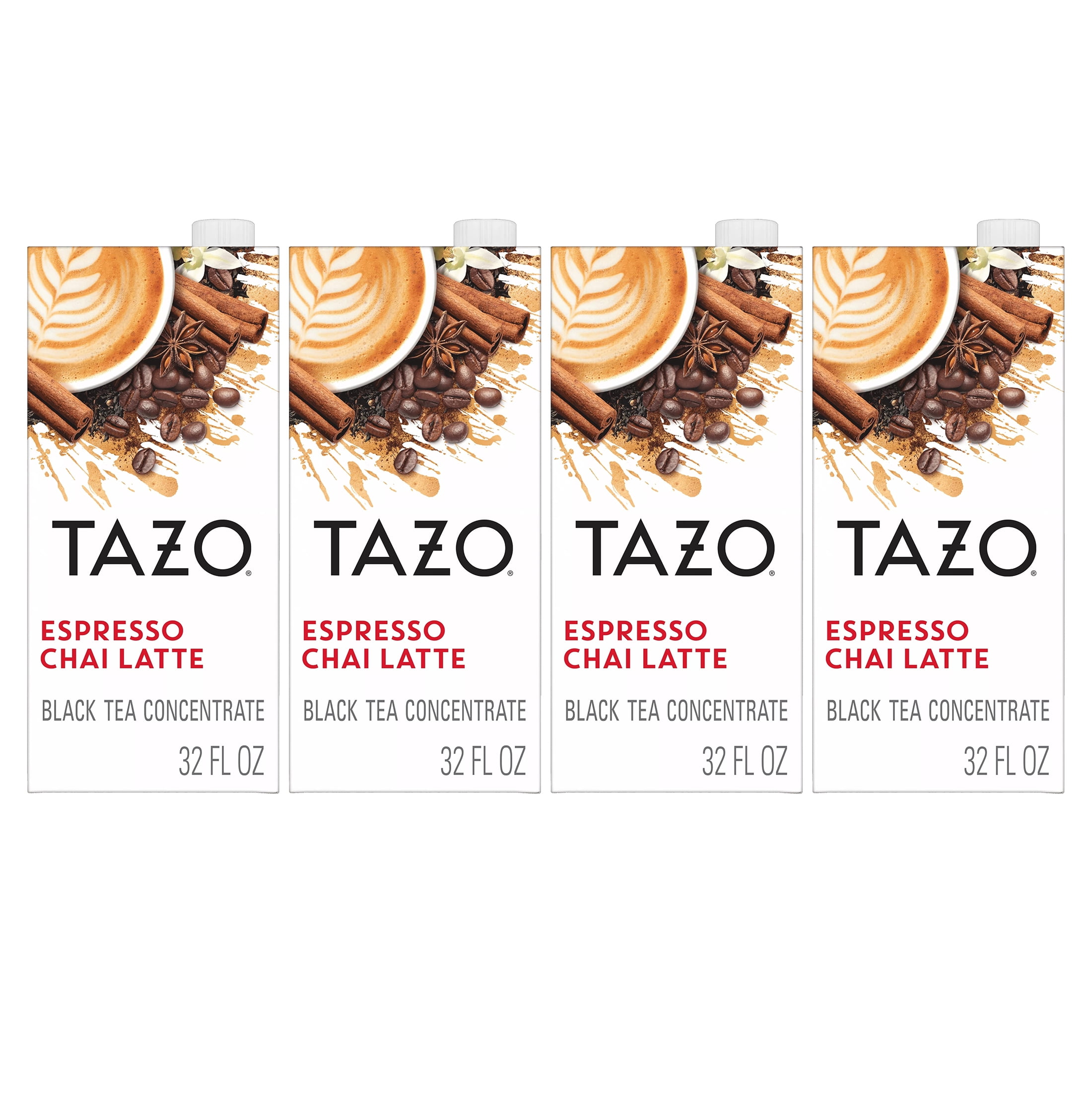 (4 pack) TAZO Espresso Chai Latte Liquid Concentrate, 32oz Carton ...