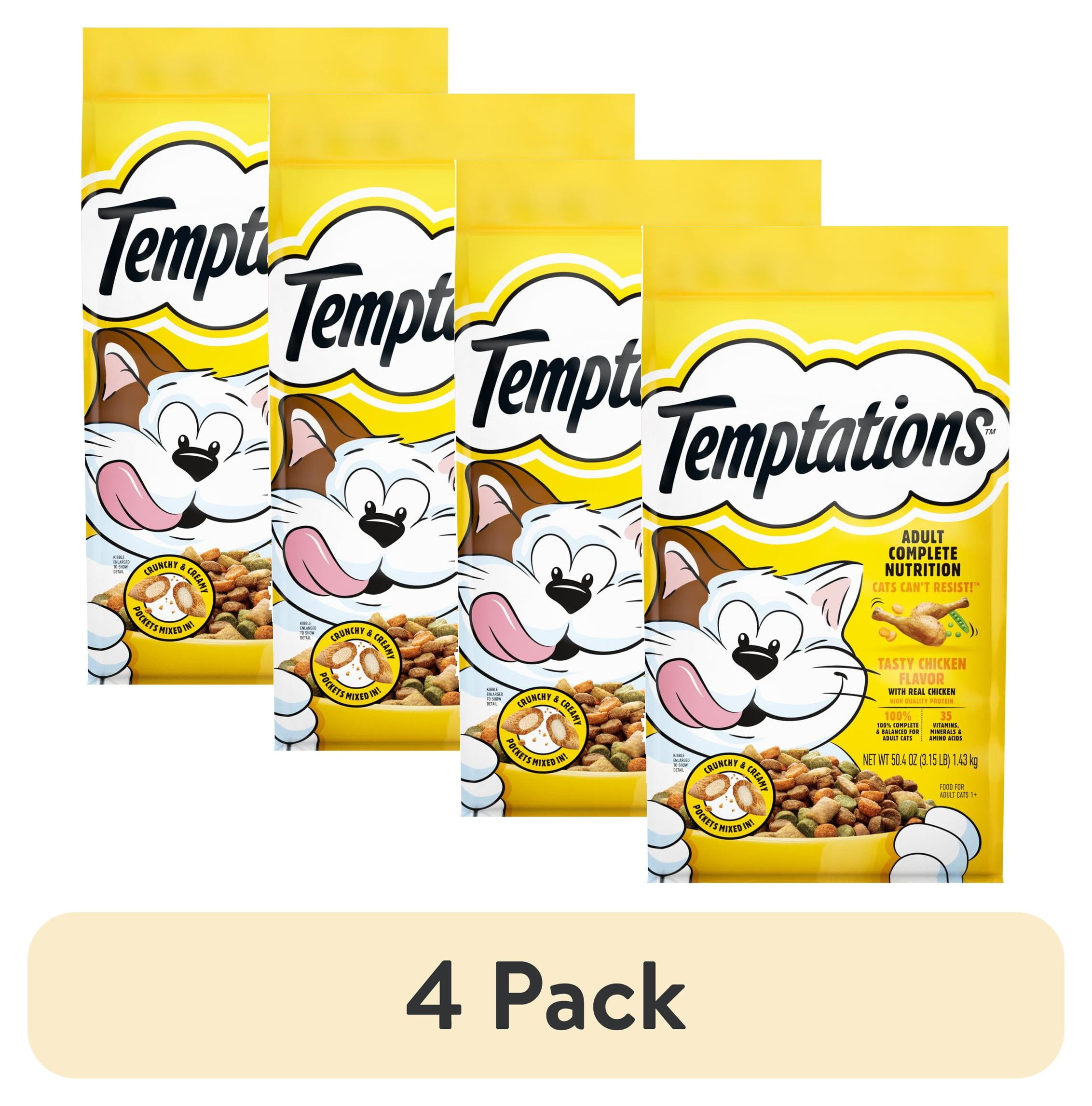 (4 pack) Temptations Tasty Chicken Flavor Adult Dry Cat Food, 3.15 lb ...